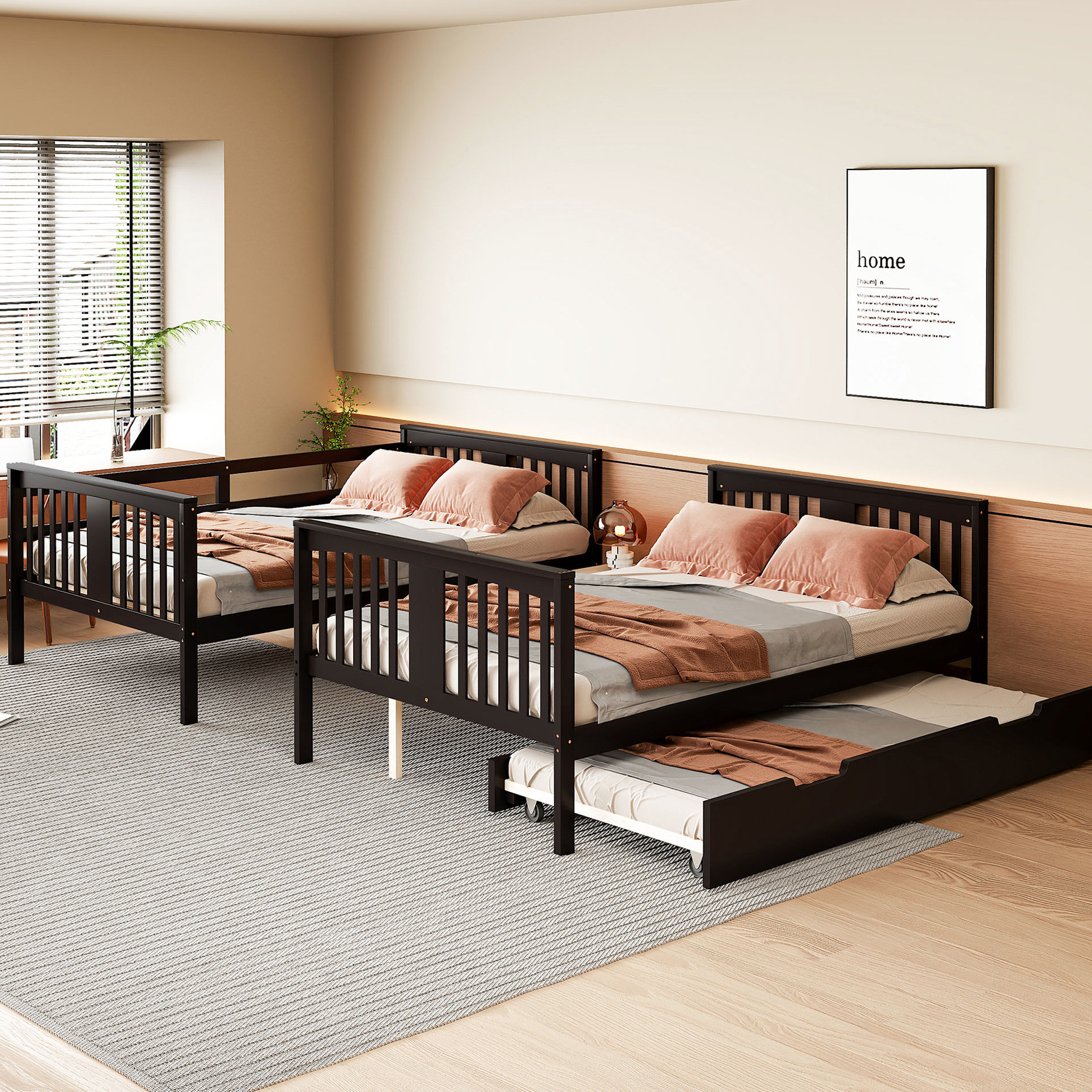 17 Stories - Colored Full Over Bunk Bed With And Trundle, Solid Pine ...
