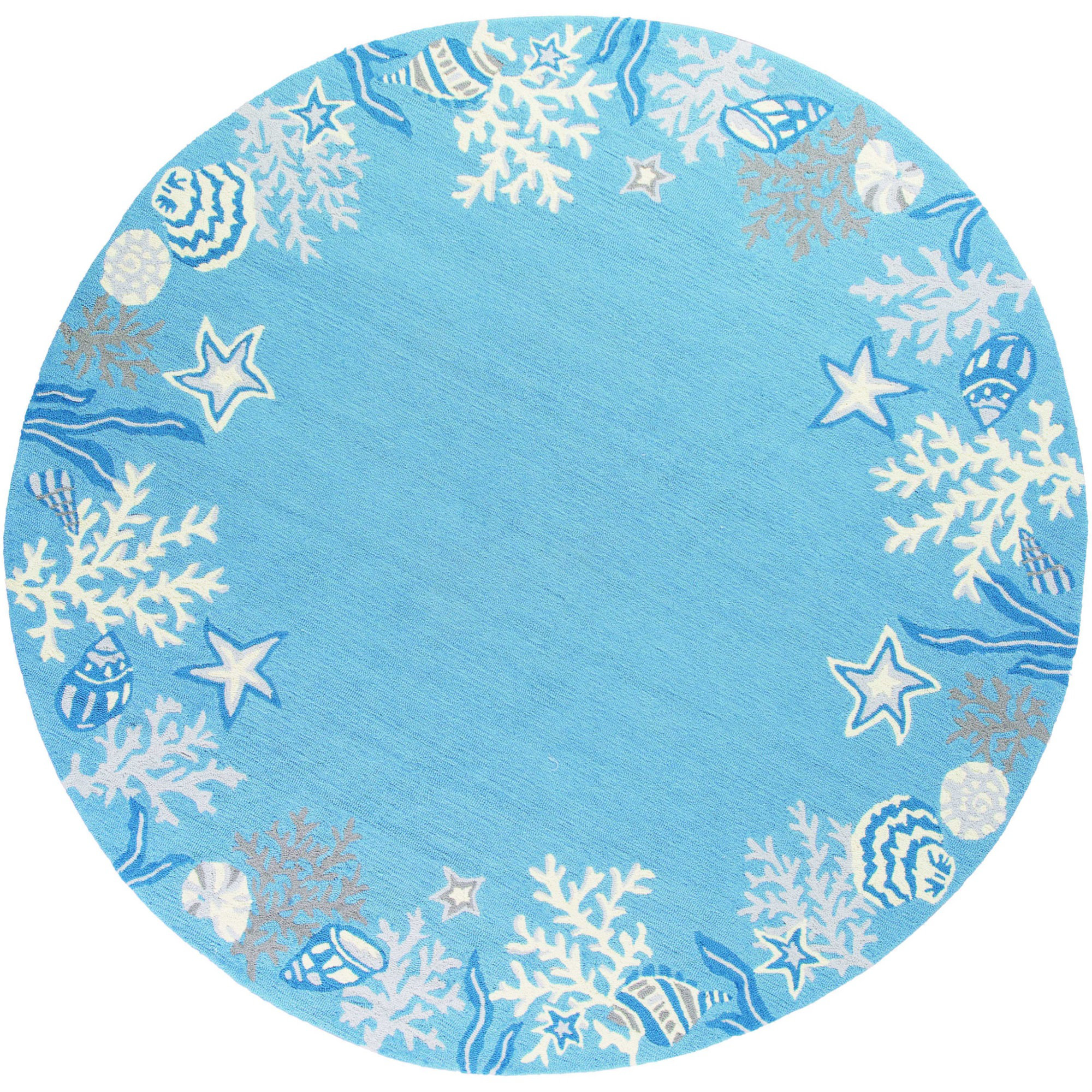 Dovecove Blue and Gray Seashell Hand Hooked Runner Rug | Wayfair