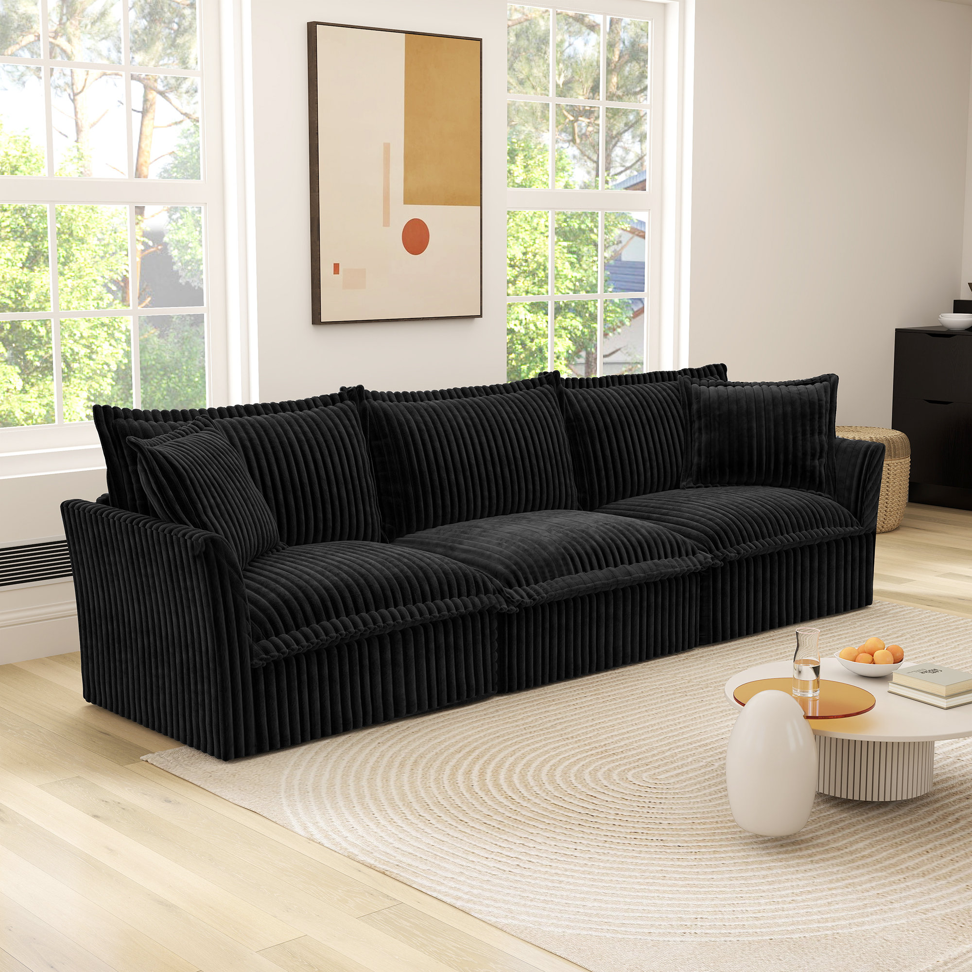 Everly Quinn Slipcovered Sofa Couch, Modern 3 Seater Sofa with ...