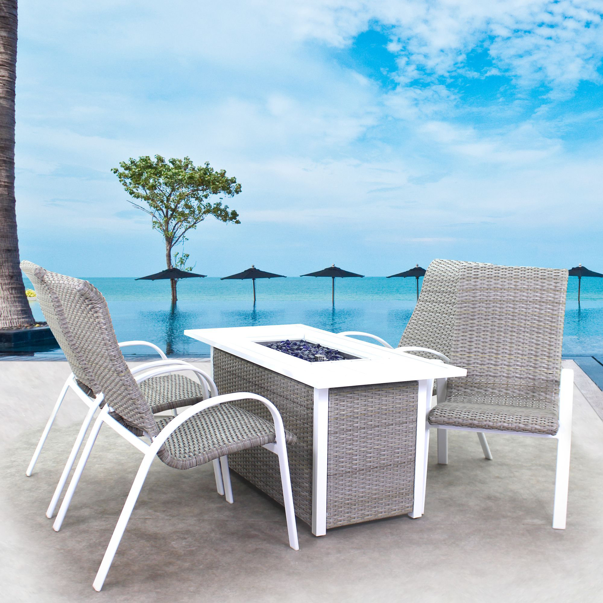 Courtyard Casual Furniture 5 Piece Multiple Chairs Seating Group | Wayfair