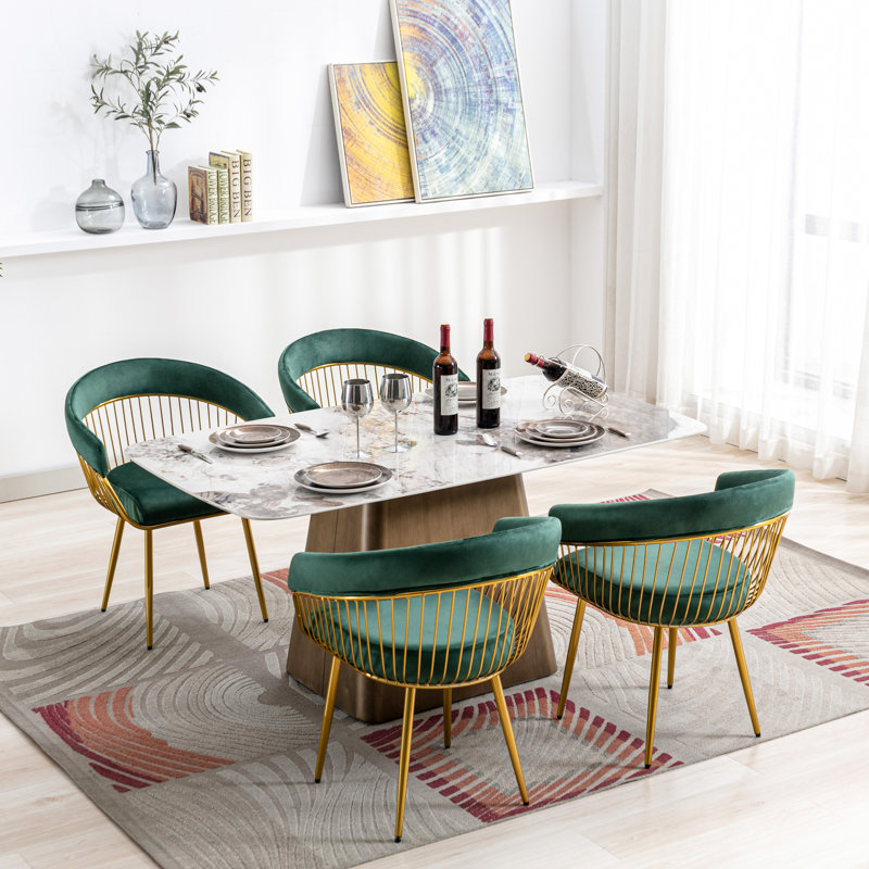 Everly Quinn Modern Mid Century Dining Chair, Upholstered Velvet Dining ...