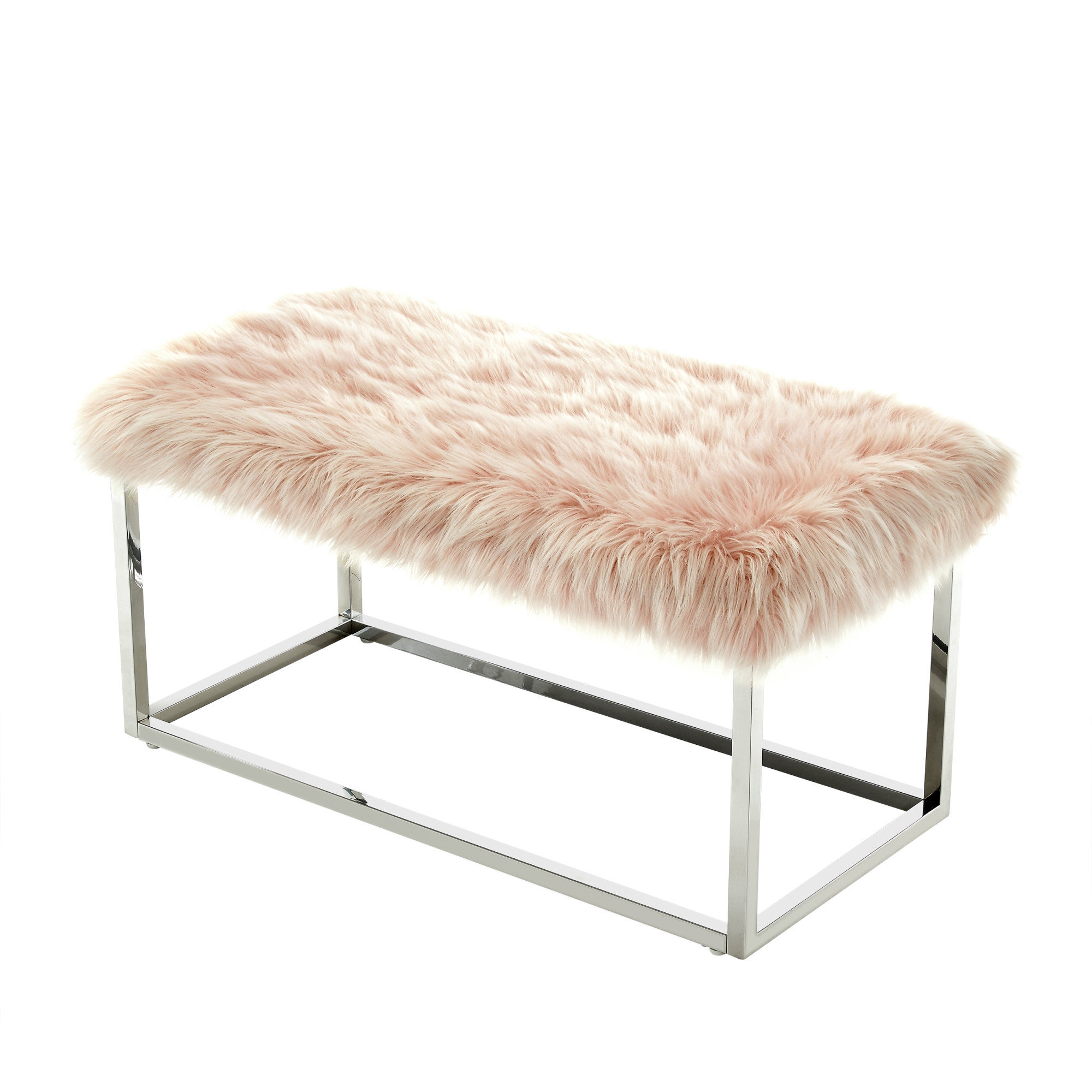 Everly Quinn 40" Upholstered Faux Fur Bench | Wayfair