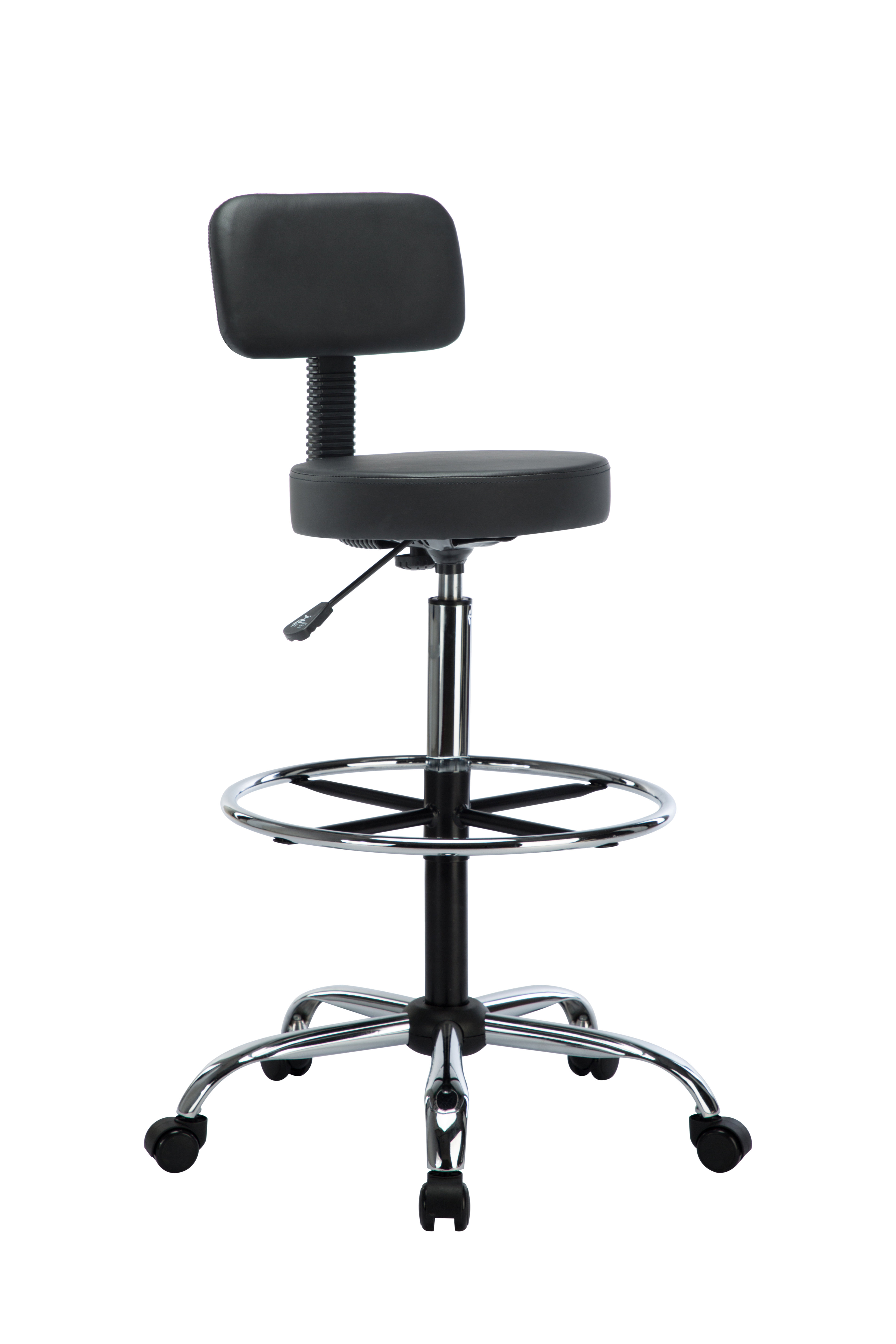 Inbox Zero Ivery Office Stool with Adjustable Height Office Stool, Faux ...