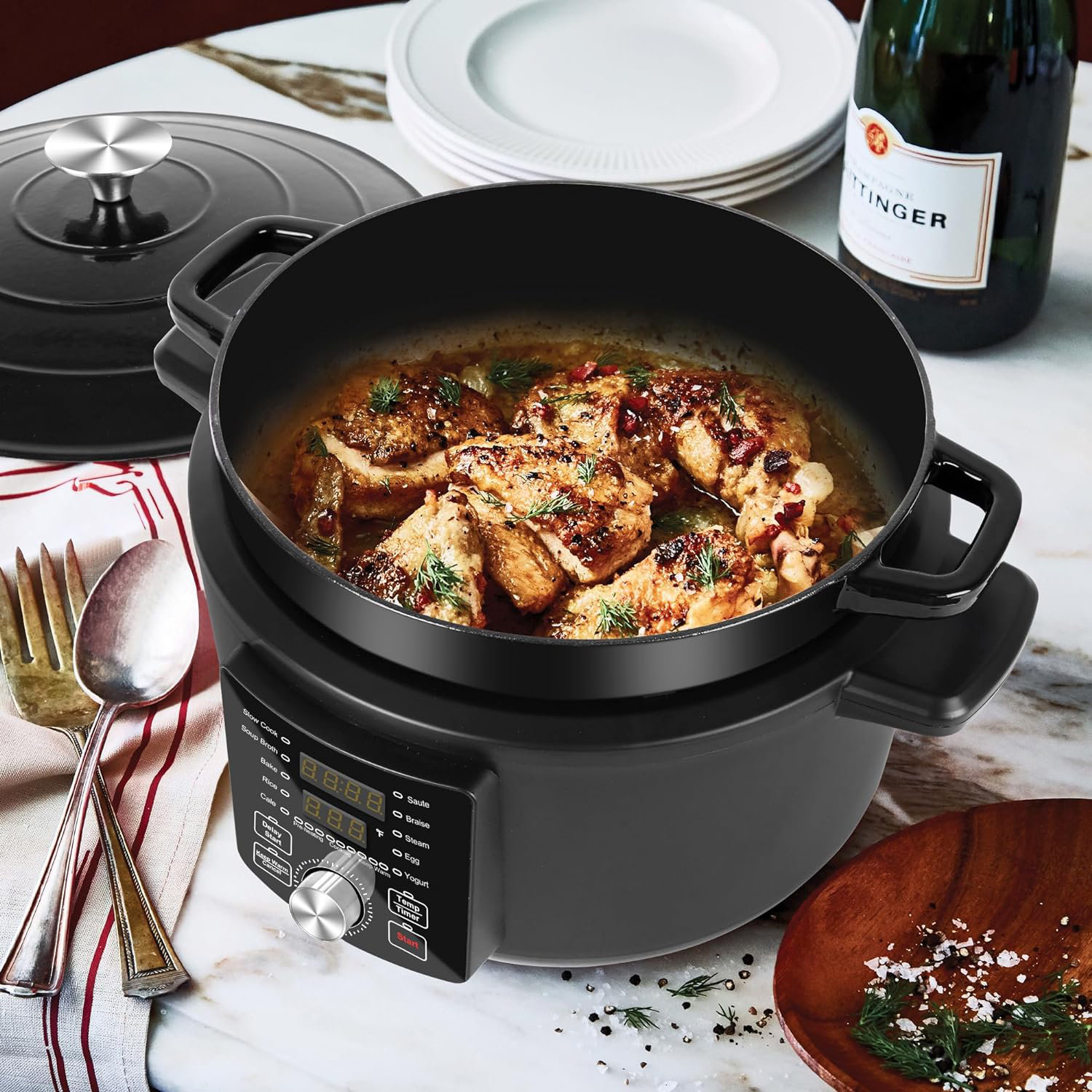 WIHTU 6 Quarts Non-Stick Cast Iron Round Dutch Oven | Wayfair