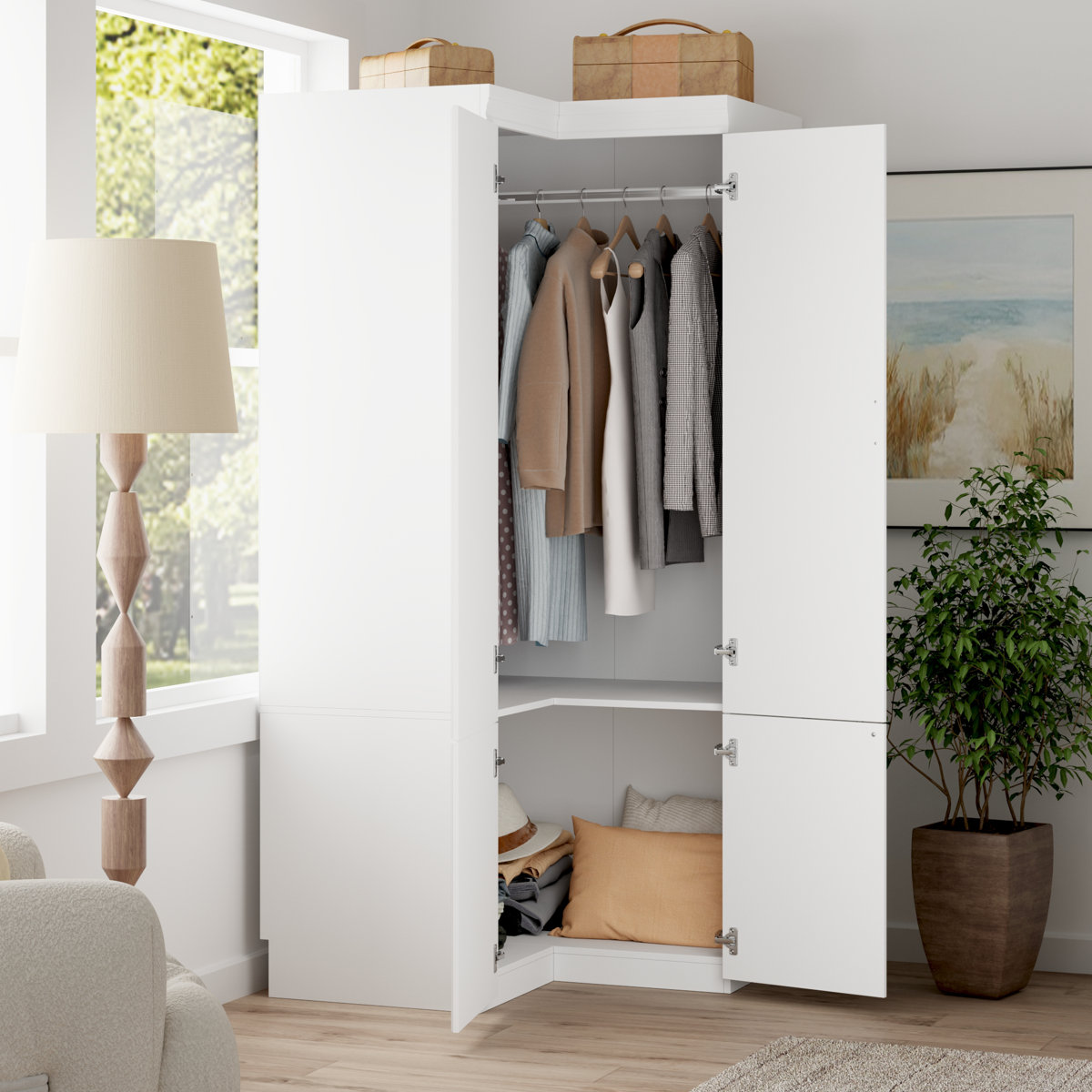 Latitude Run® L-Shaped Corner Wardrobe For Your Bedroom & Reviews ...