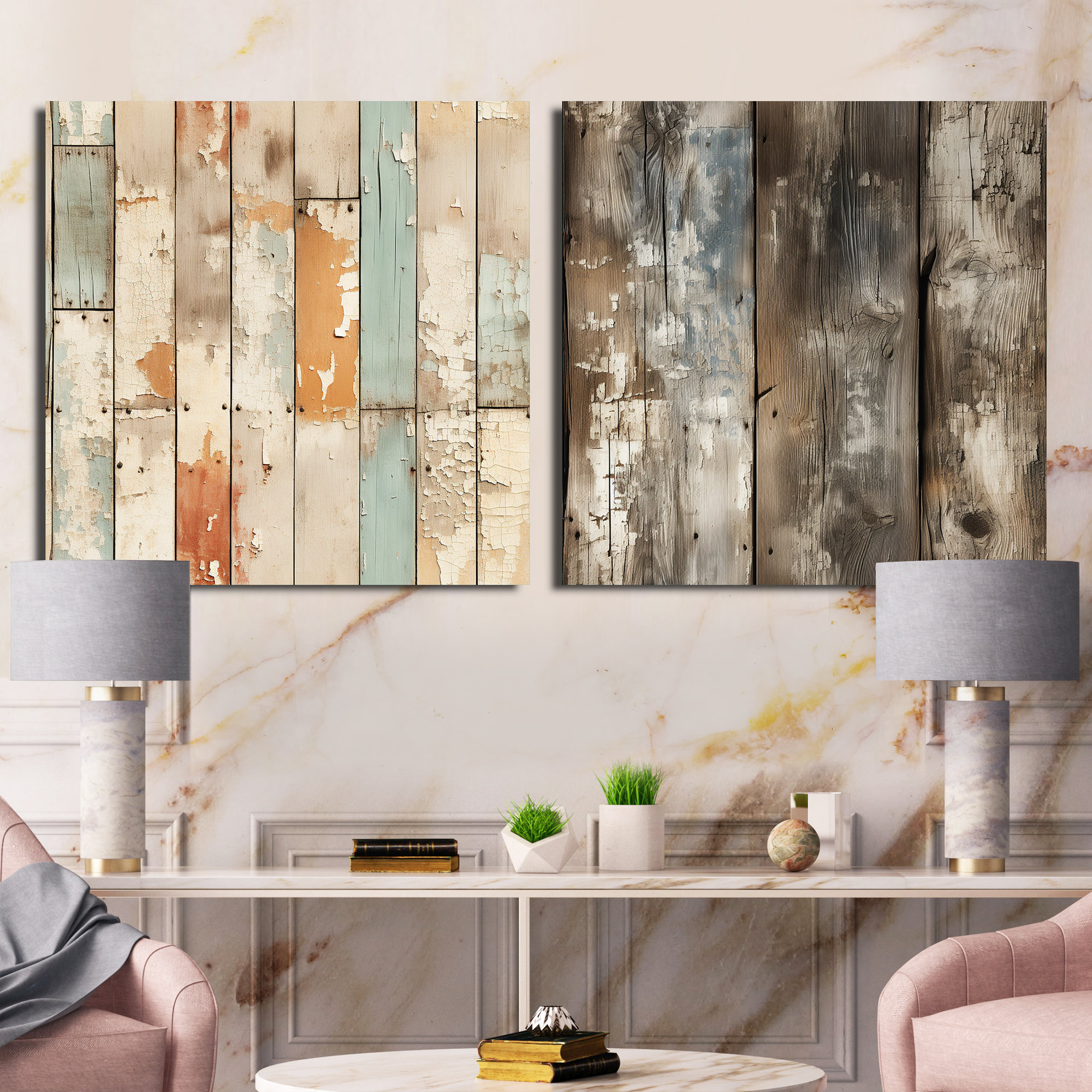 Design Art Rustic Farmhouse Planks - Abstract Collages Square Collage ...