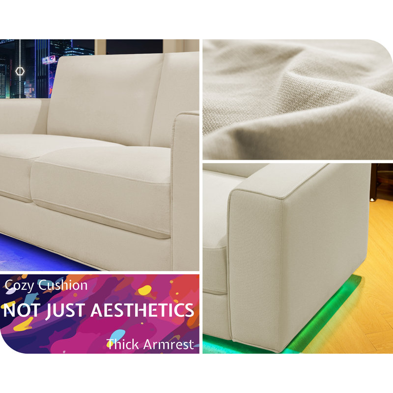 Wrought Studio™ Modern Sofa, 89 inch 3 Seater Sofa with LED light ...