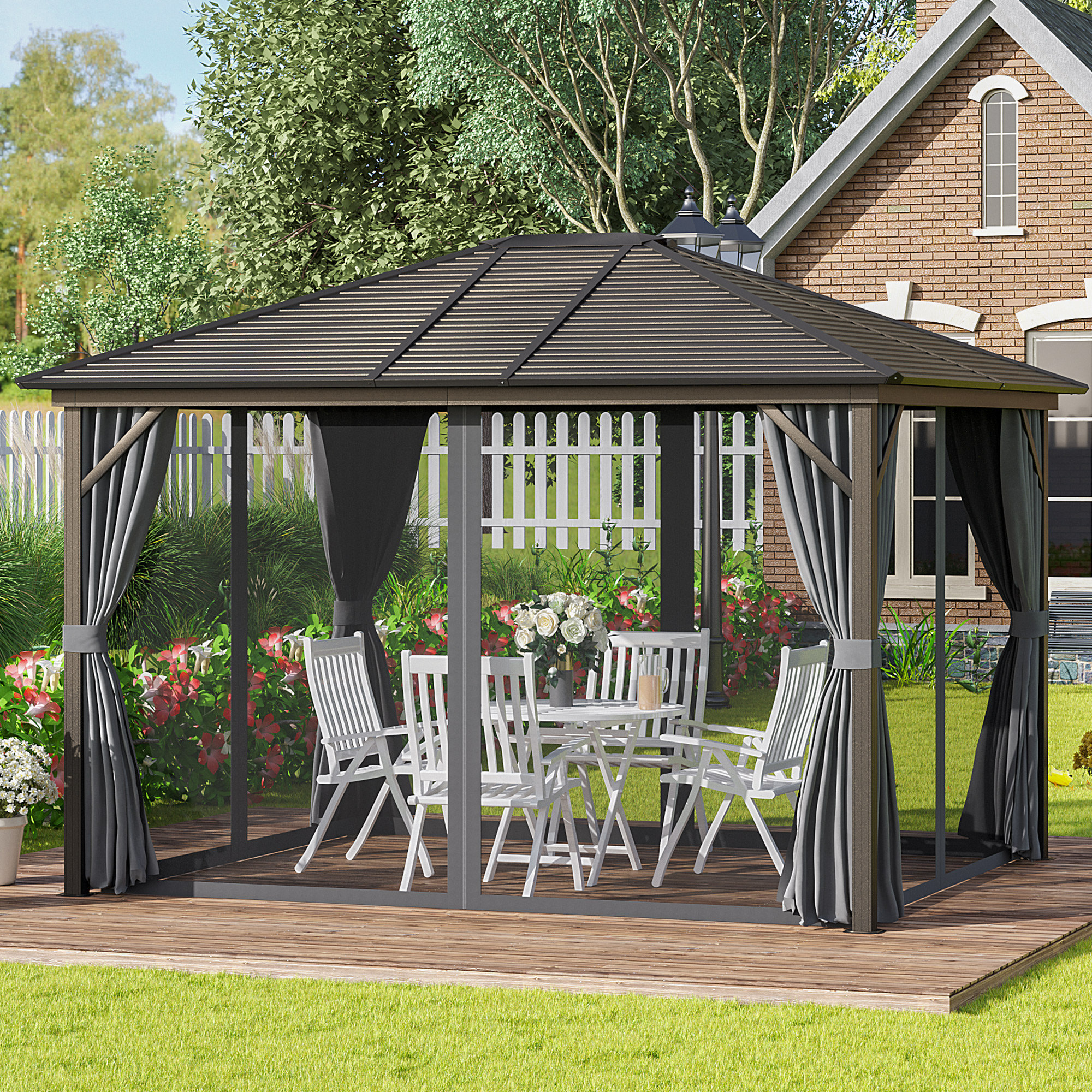 Outsunny Abri de jardin pour patio en métal en aluminium mesurant l 16 ...