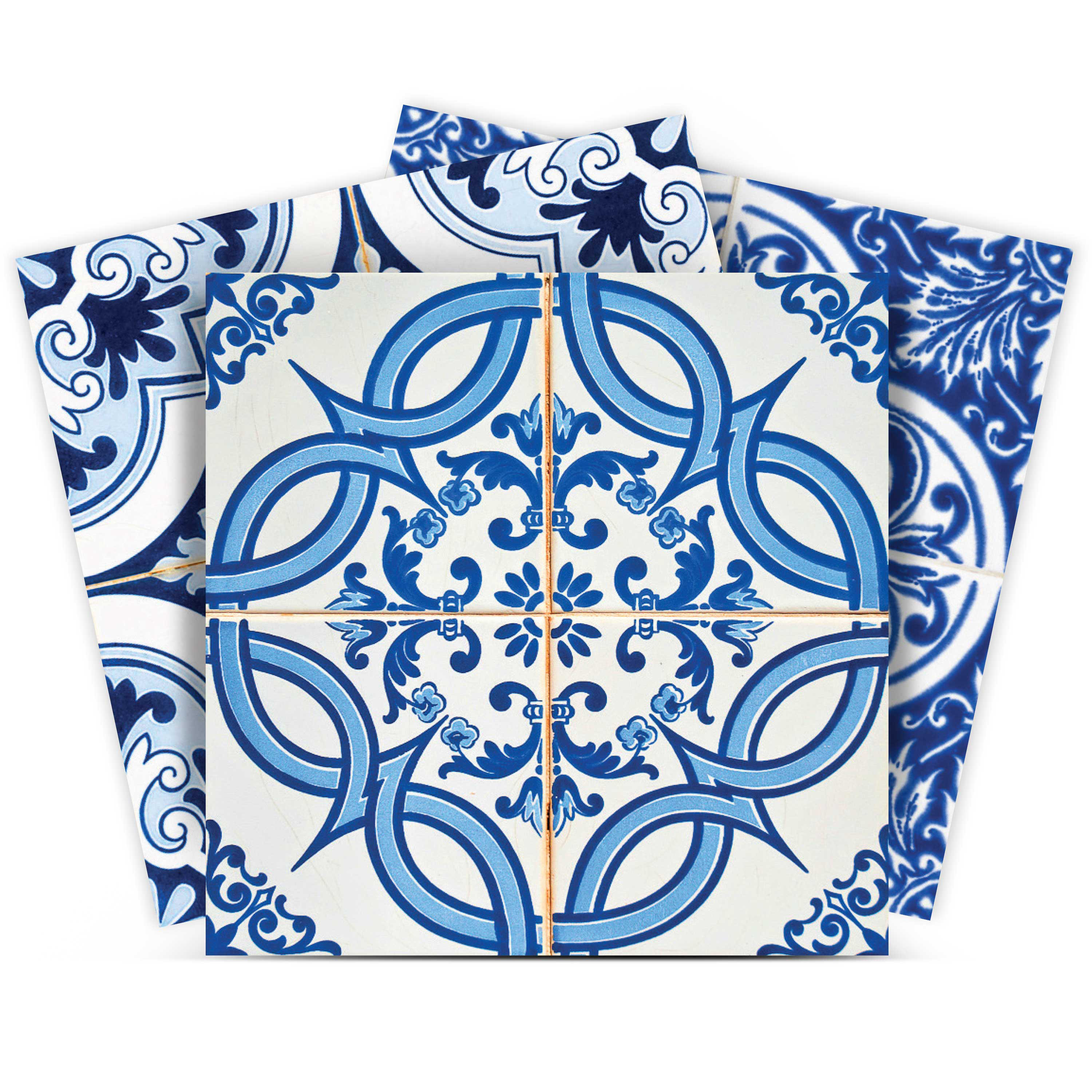 Mi Alma Blue and White Vinyl Peel and Stick Tile (Set of 24) | Wayfair
