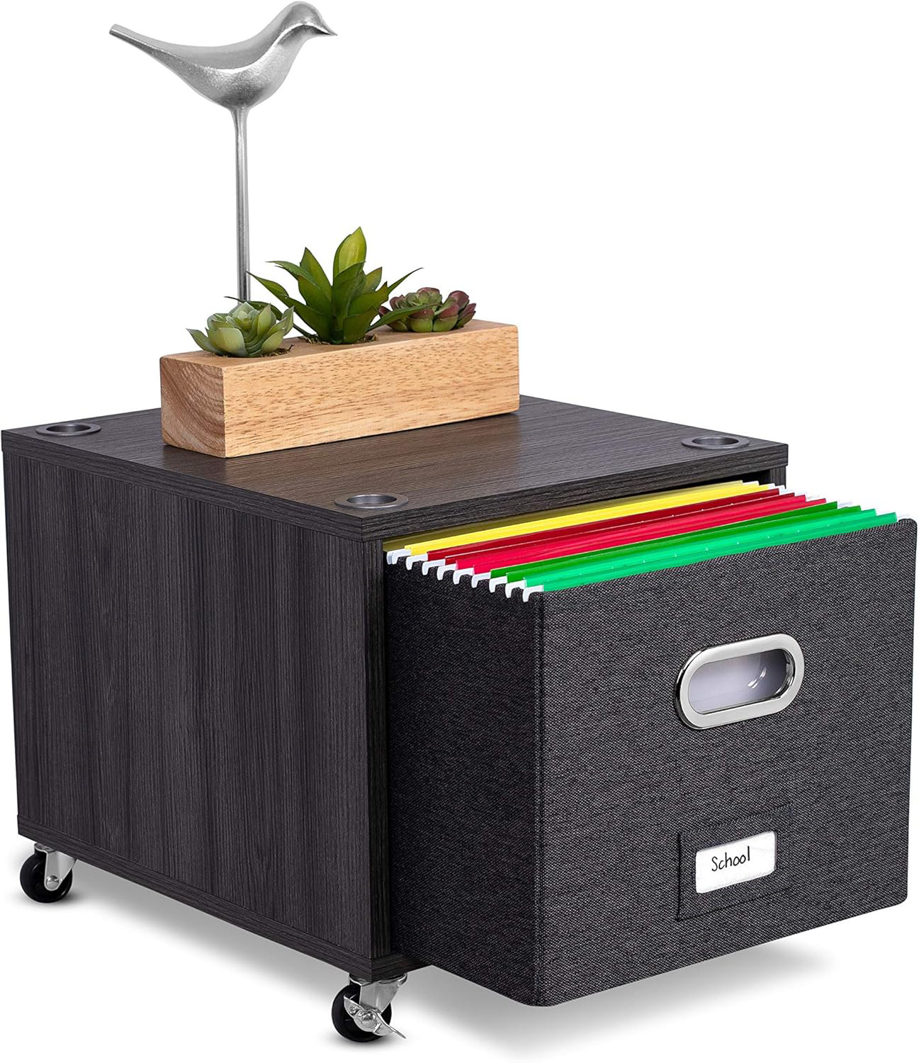 Inbox Zero Decorative Storage Shelf w/Removable Bins, Handles, and ...