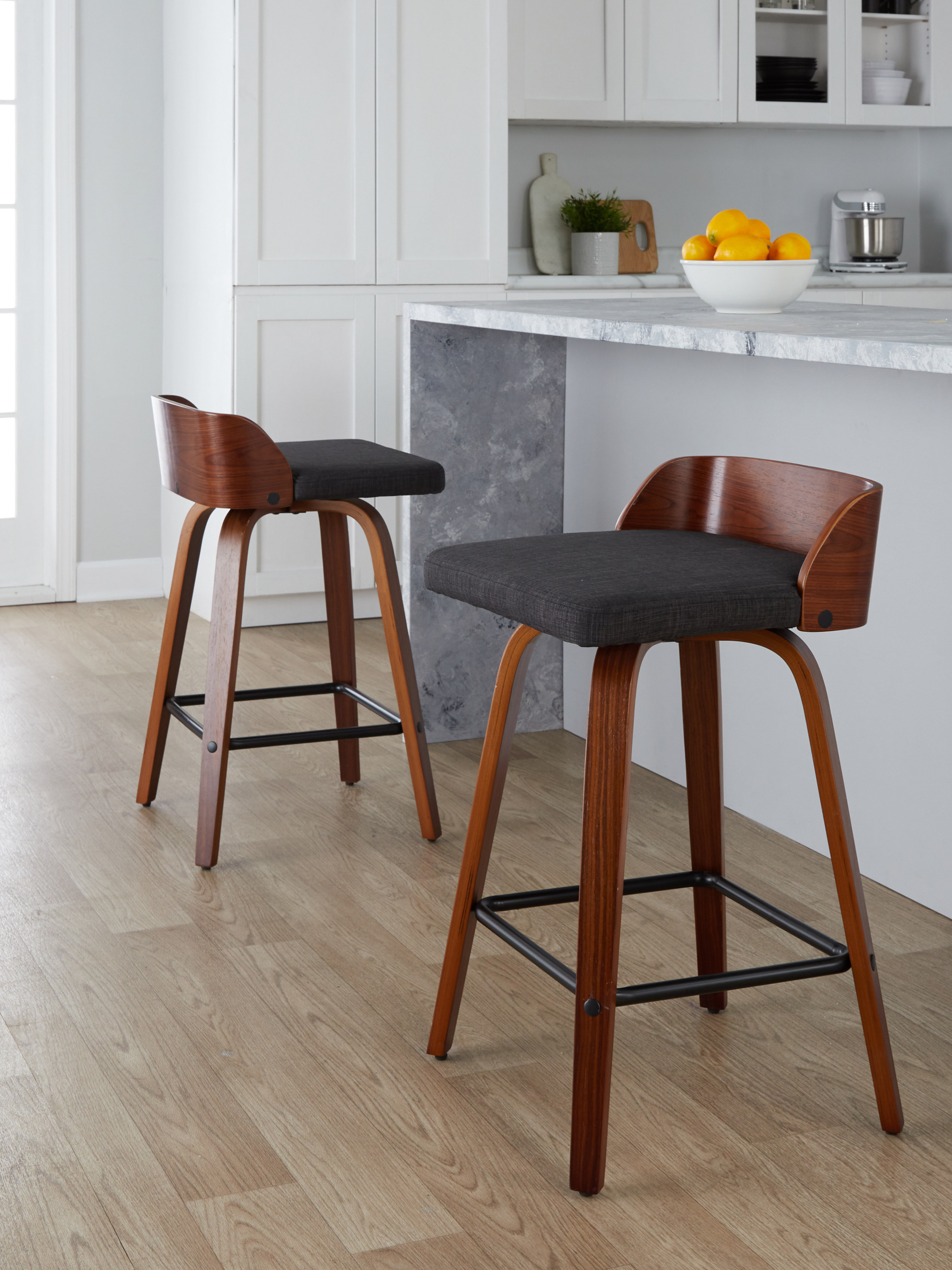 LumiSource Tabouret de comptoir de style Mid-Century moderne de 24 po ...