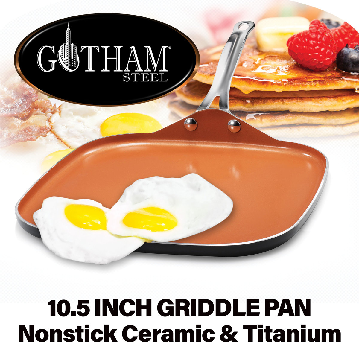 Gotham Steel Nonstick 10.5'' Griddle Pan with Stay Cool Handle ...