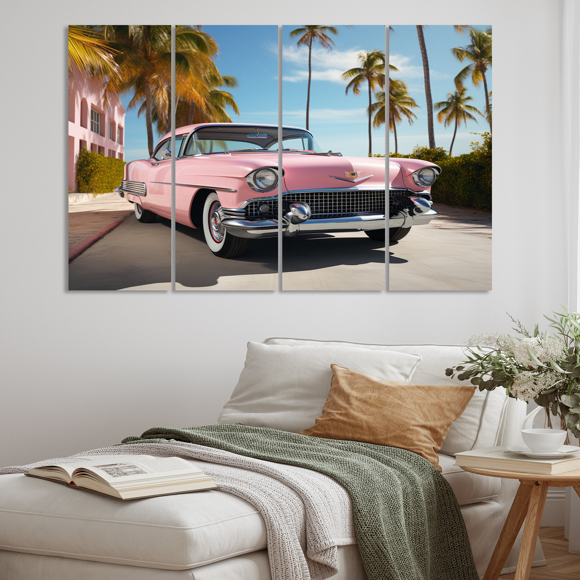 Ebern Designs Miami Pink Cadillac I - Transportation Canvas Prints - 4 ...