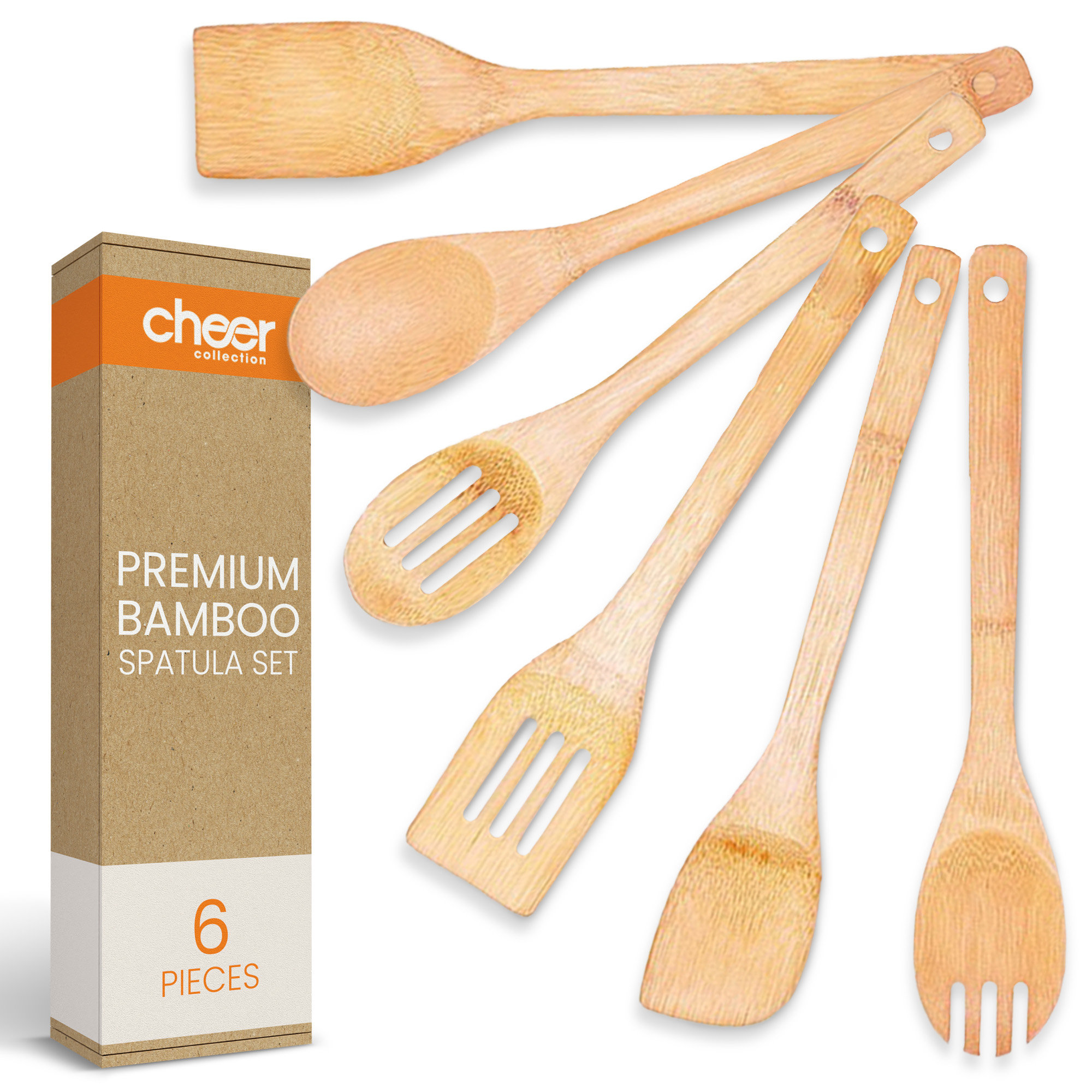 Cheer Collection 6-Piece Non-Scratch Bamboo Cooking Utensil Set | Wayfair