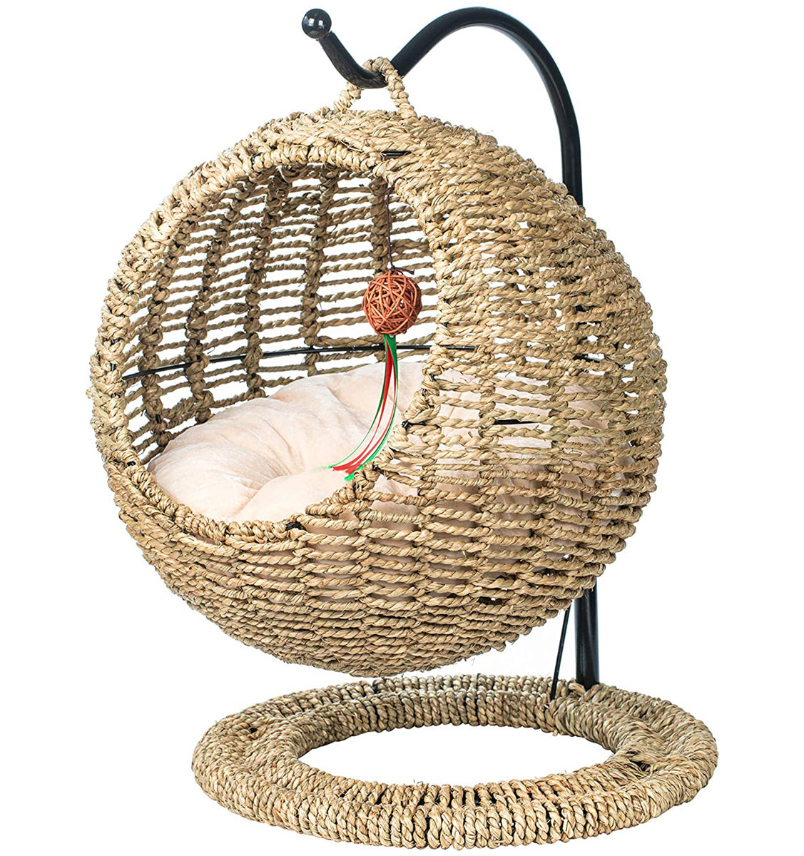 YoSpot 24" Hand Made Wicker Cat Bed Basket Swinging Pet House Nest for ...