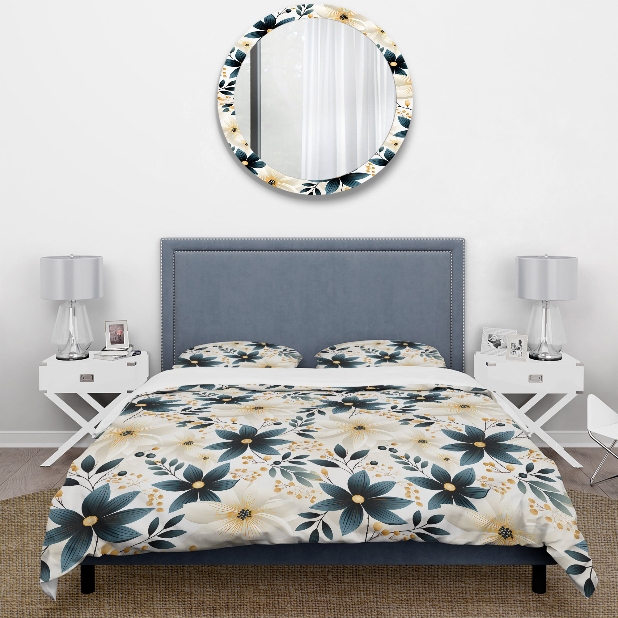 Design Art Ivory Coastal Elegance Floral Pattern IV - Floral Duvet ...