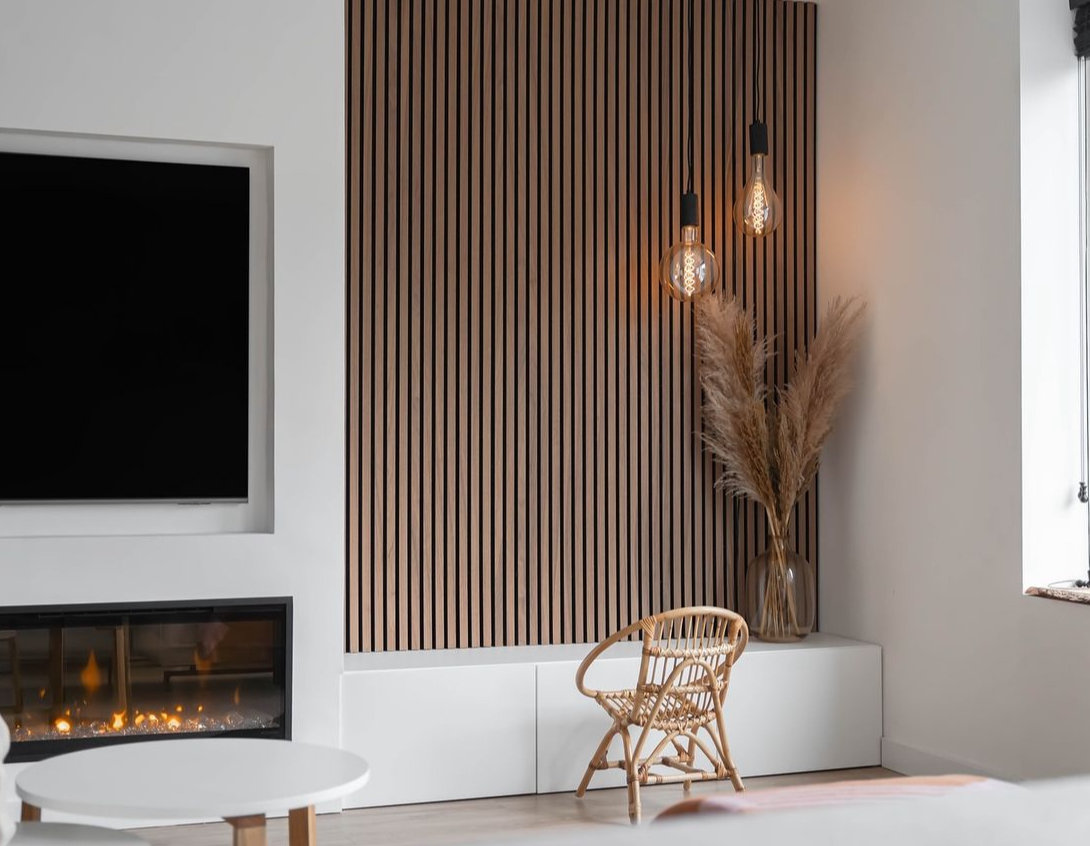 Wallterra Walnut 1x8 ft Premium Acoustic Wall Panel, Natural Wood ...