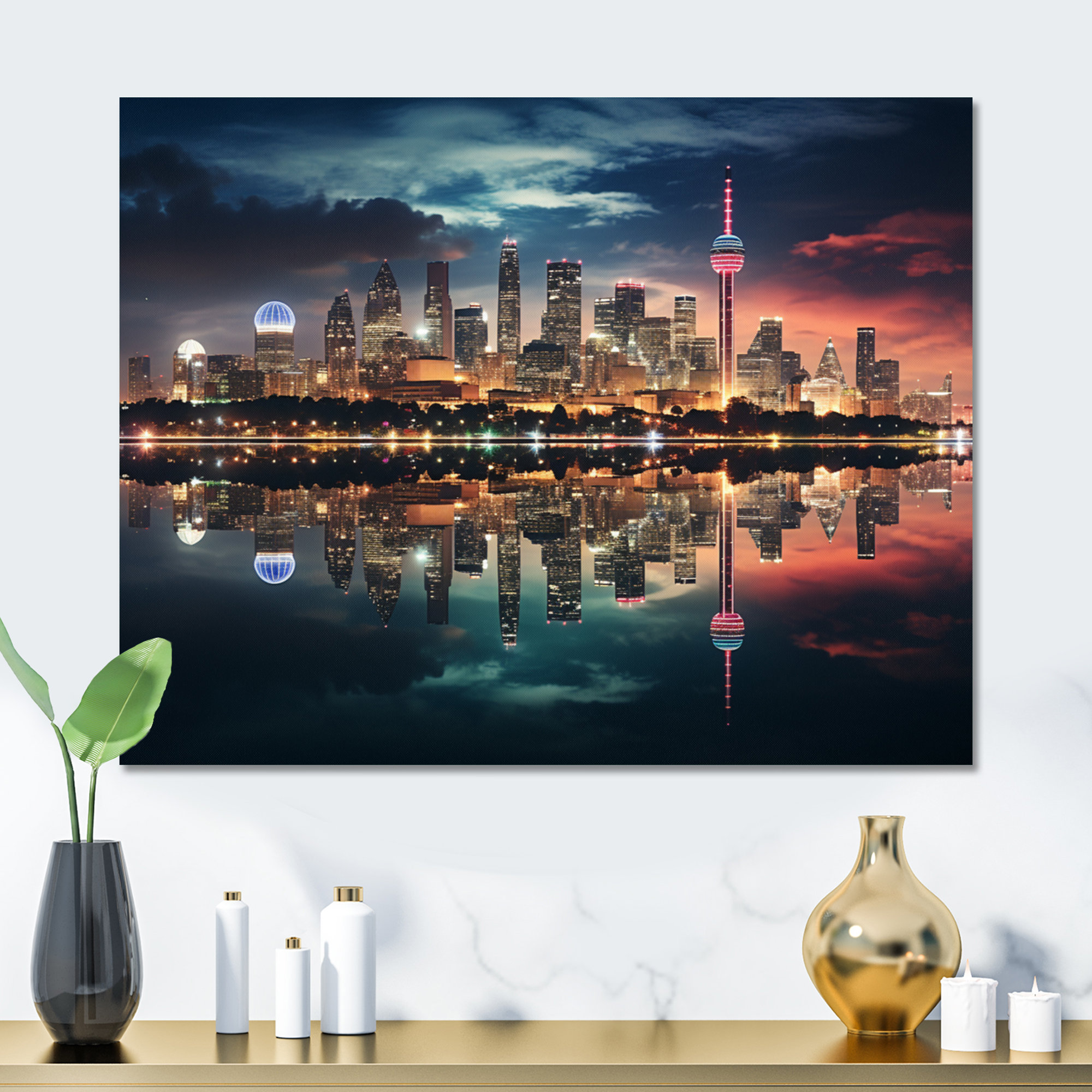 Latitude Run® Dallas Beautiful Cityscape Spot II - Dallas Metal Wall ...