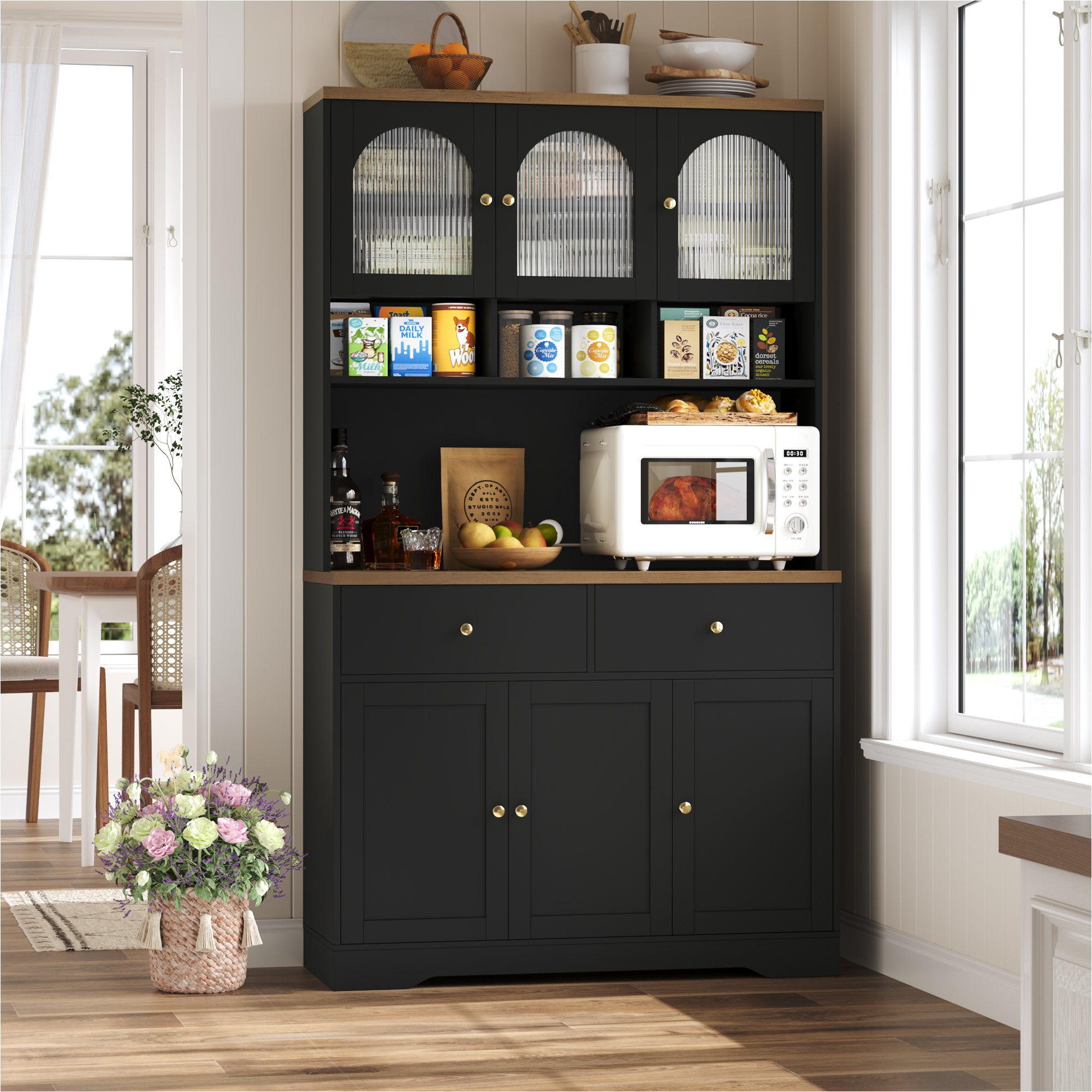 Winston Porter Kenilworth 70.9"H Kitchen Pantry With Microwave Shelf ...