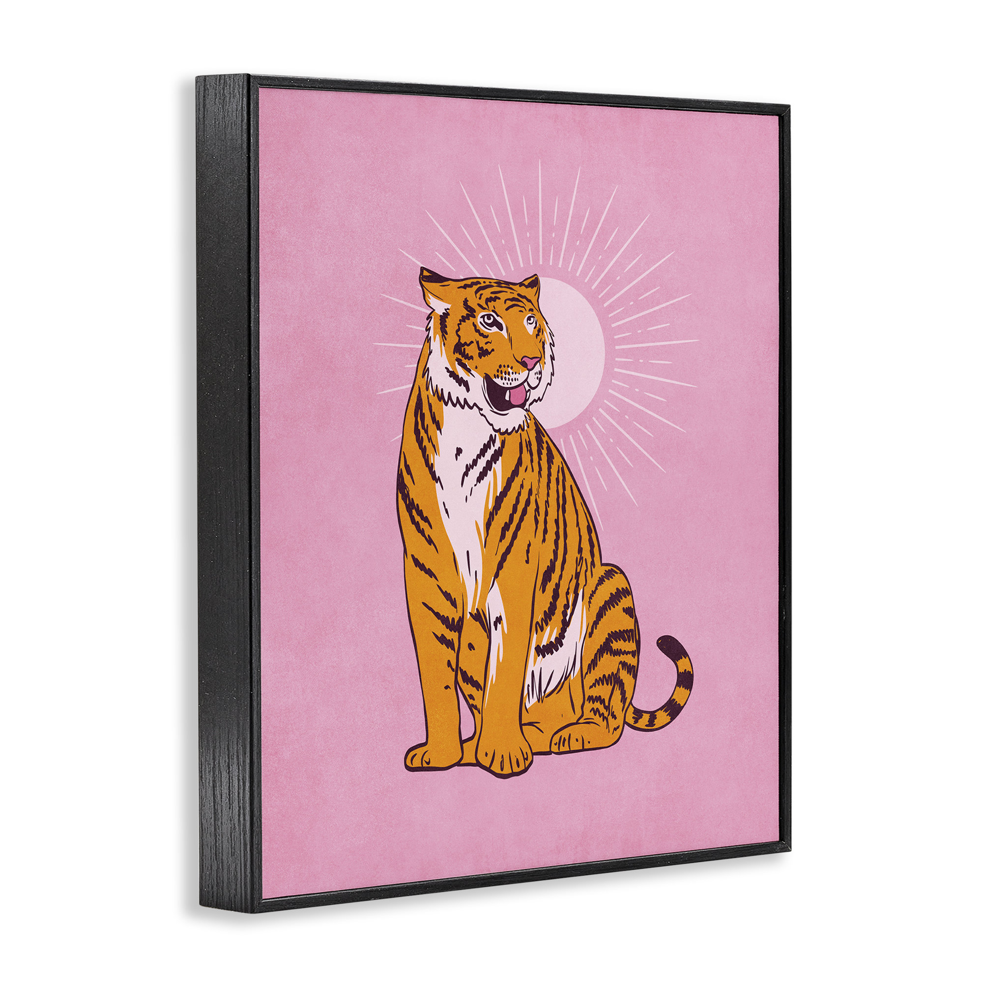 Stupell Industries Preppy Tiger on Pink White Framed Giclee Art by ...