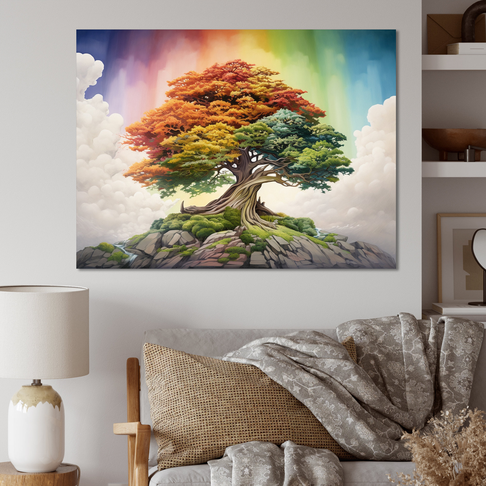 Winston Porter Mythical Majestic Tree With Rainbow I - Landscape Trees ...