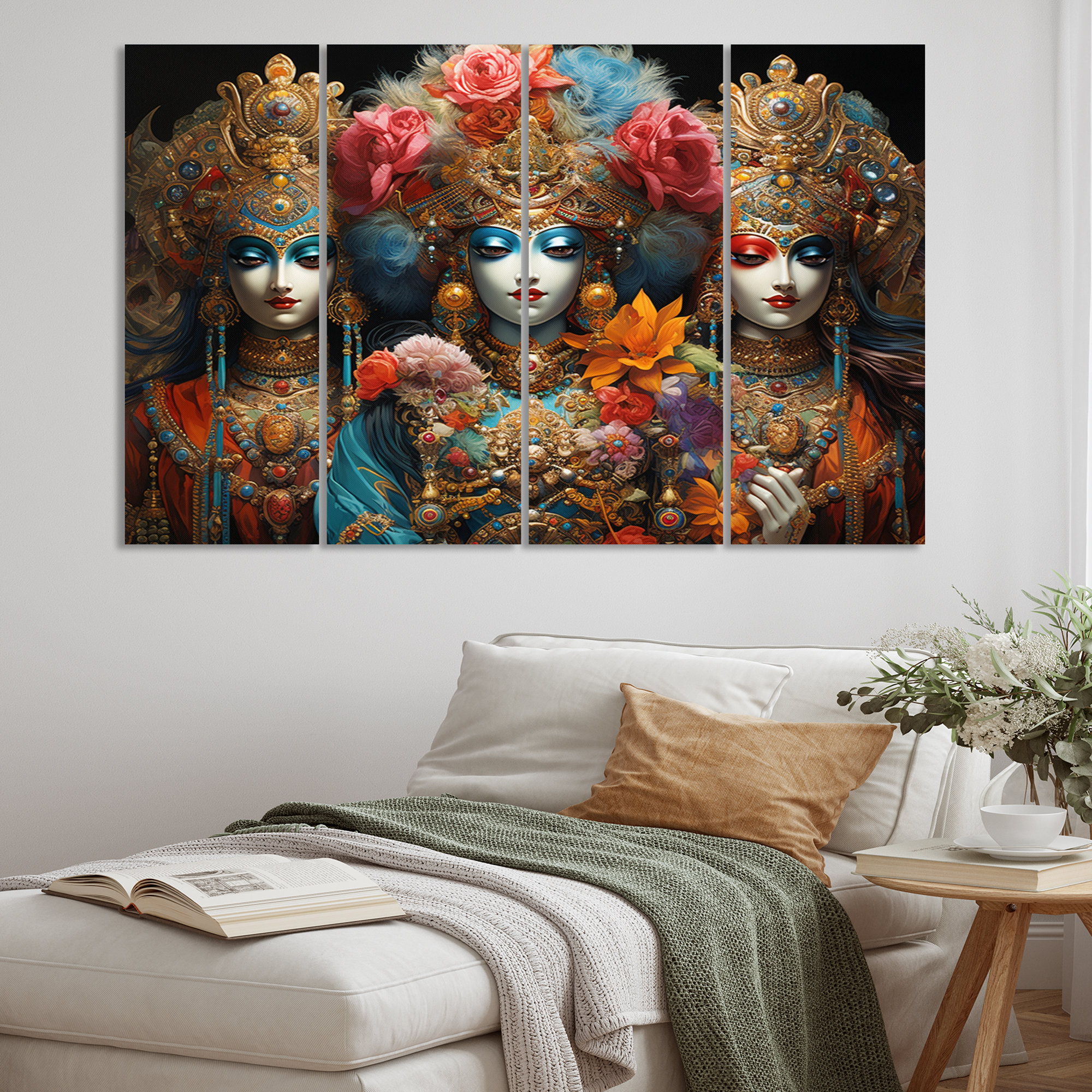 Design Art Folk Religion Guardians Of - Spiritual Wall Decor - 4 Panels ...