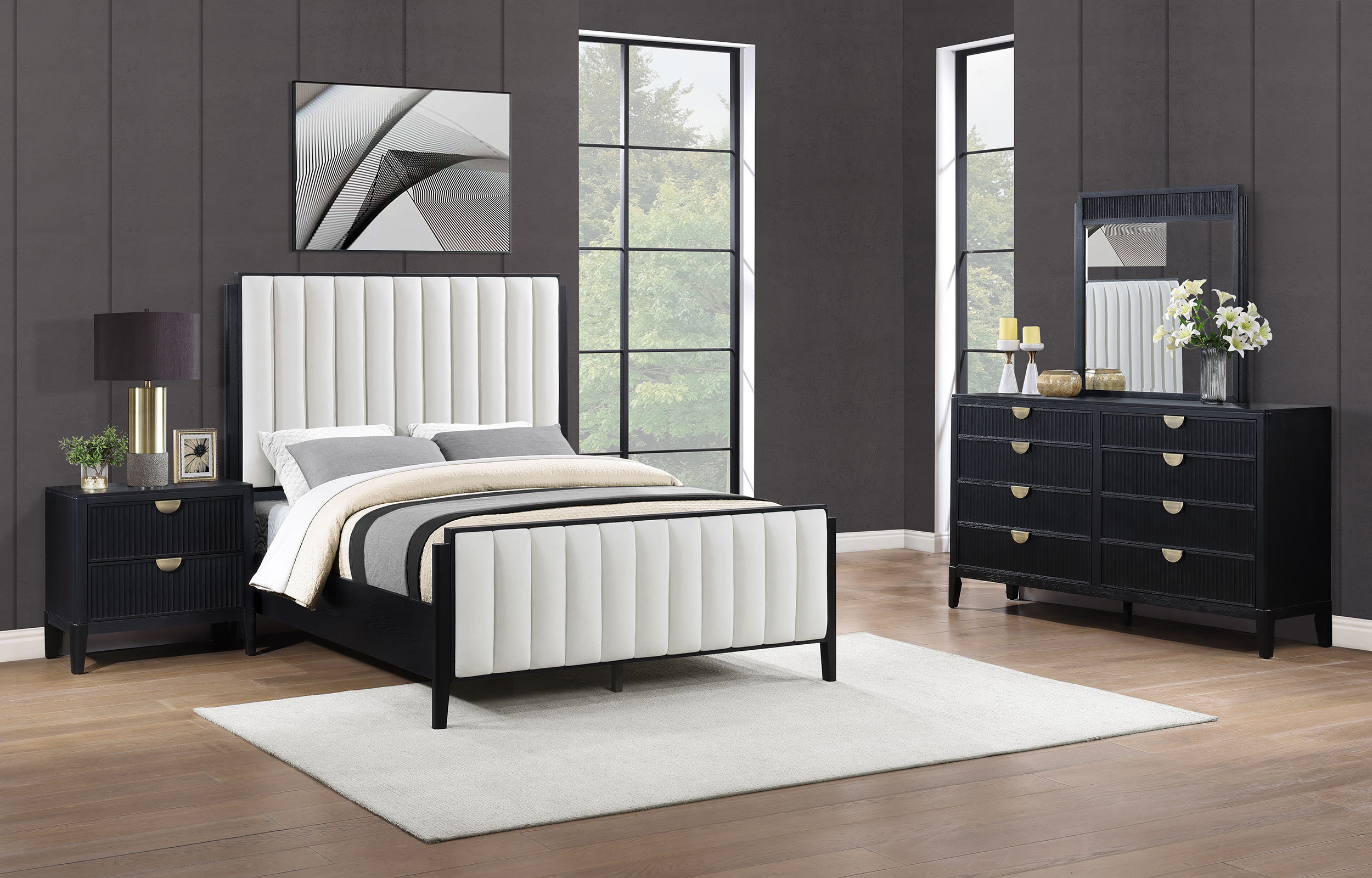 Alma Brookmead 4-Piece Upholstered Bedroom Set Black | Wayfair
