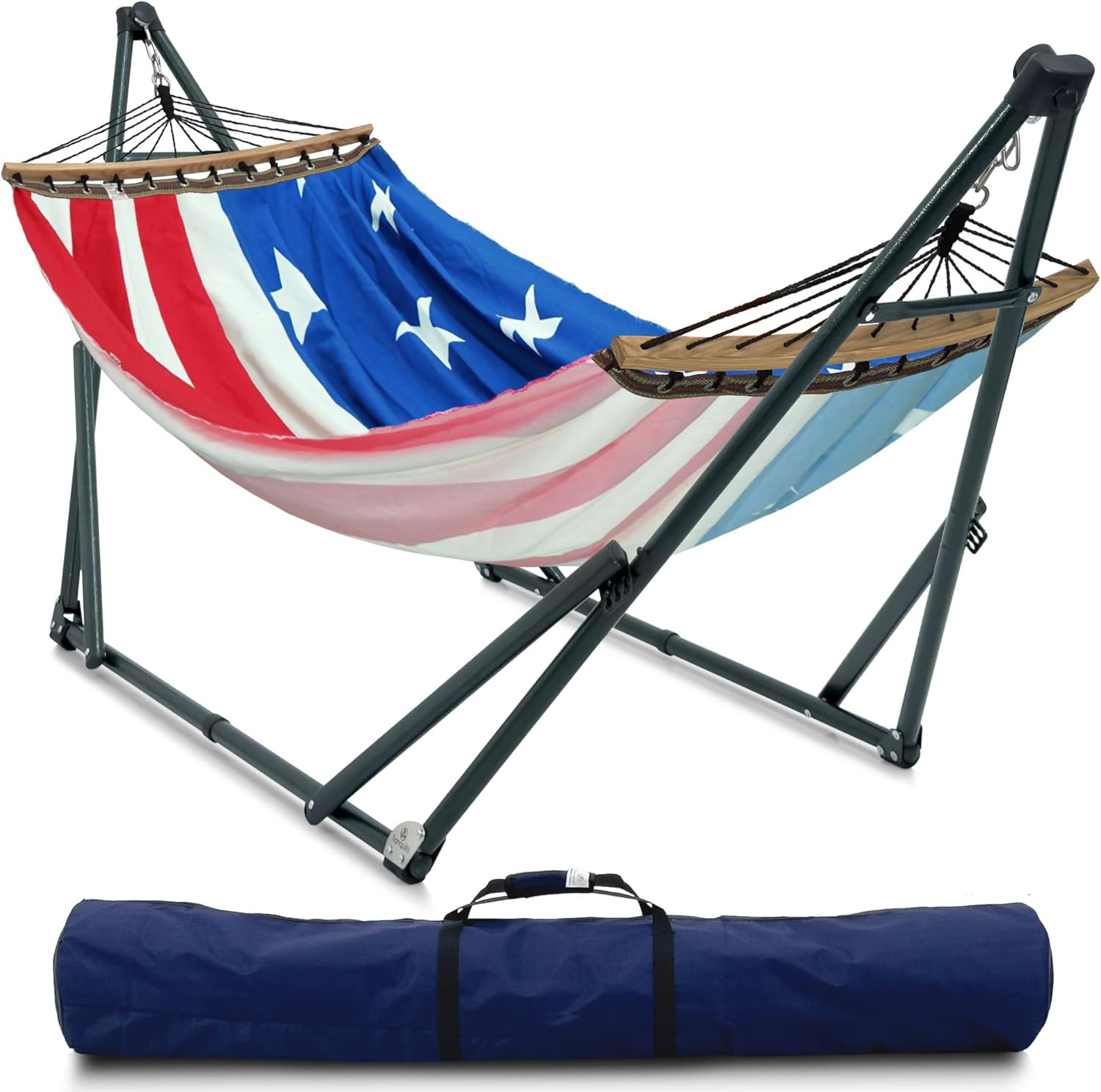 Arlmont & Co. Foldable Hammock with Steel Stand, Premium Canvas, 30s ...