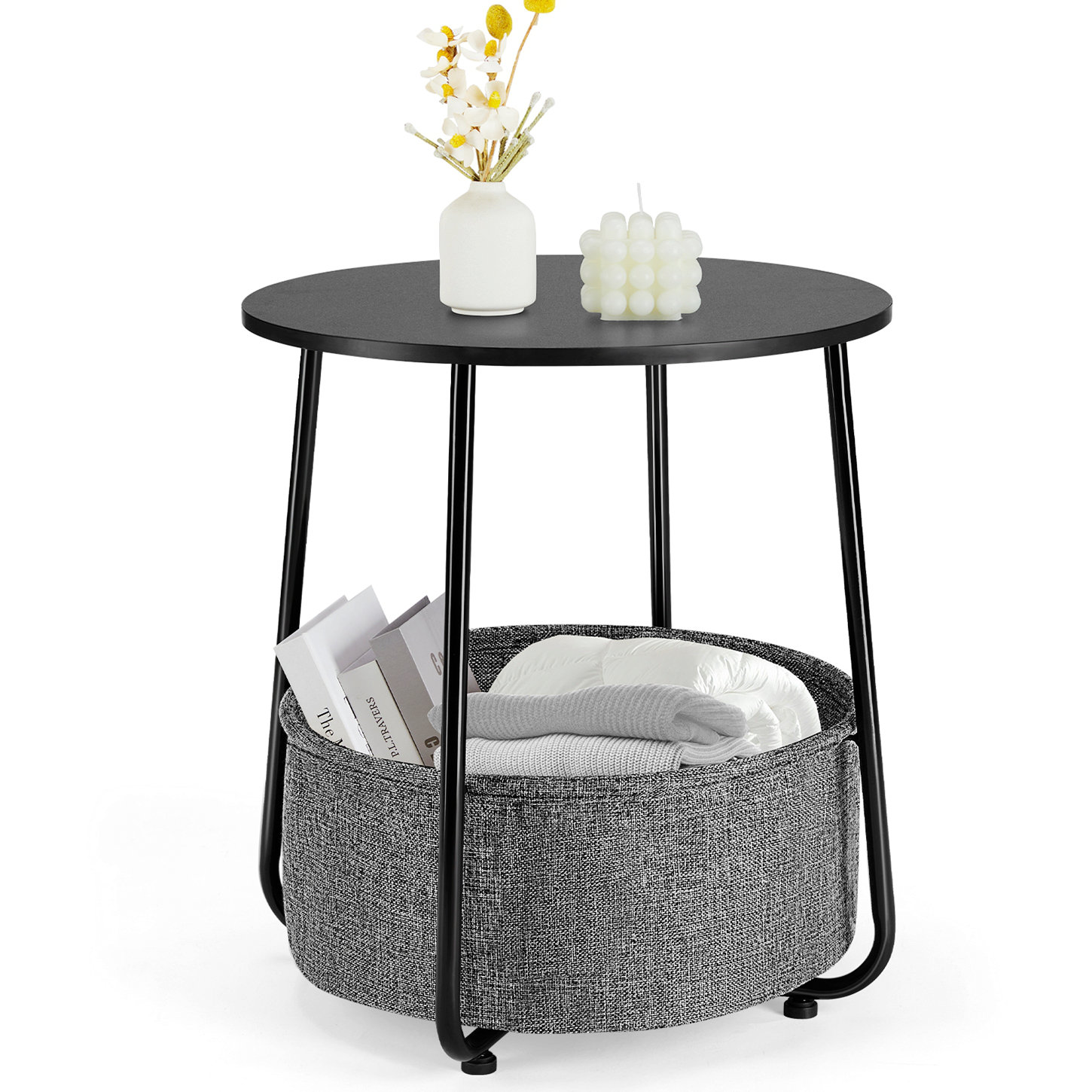 Ebern Designs Erik End Table, Small Round End Table, Modern Nightstand ...