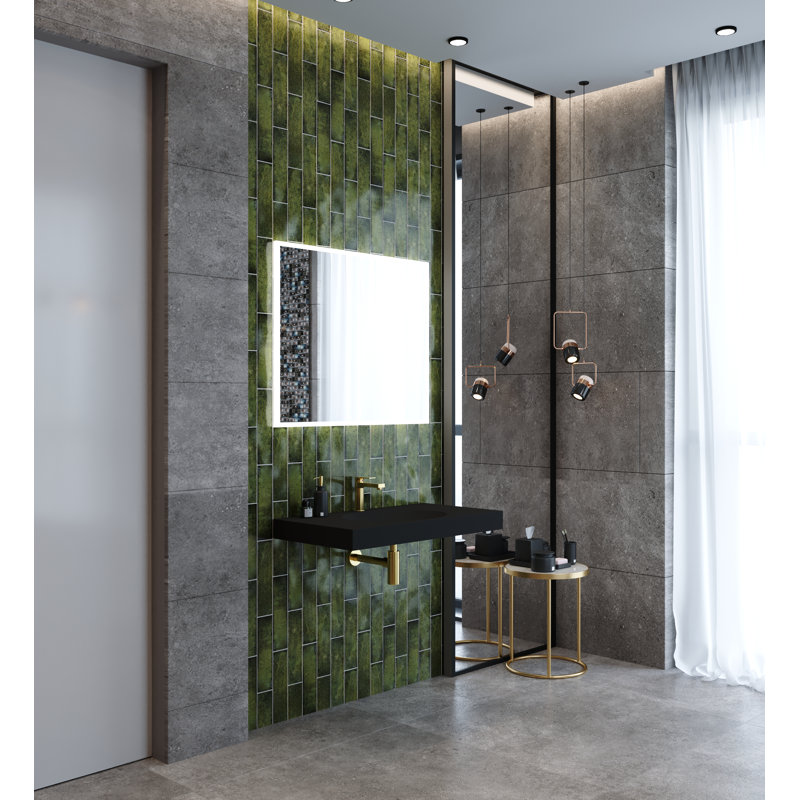 CastelloUSA Darleen 36" Solid Surface Thin Rectangular Wall Mount ...