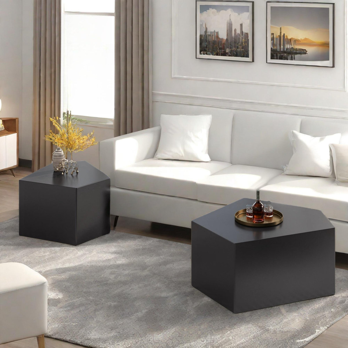 Latitude Run® Felesha Irregular Pentagon Nesting Coffee Table Set with ...