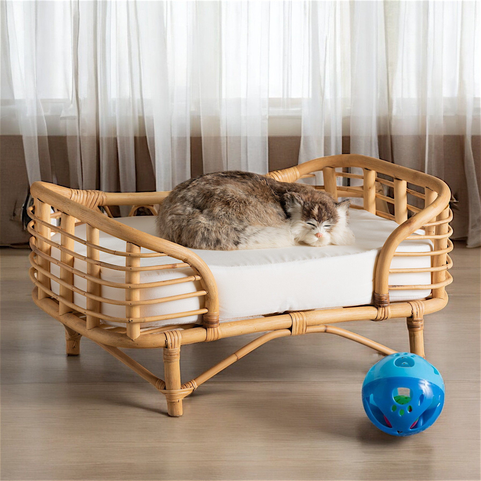 Tucker Murphy Pet™ Fenrose Rattan Pet Bed with Cushion in Natural Brown ...