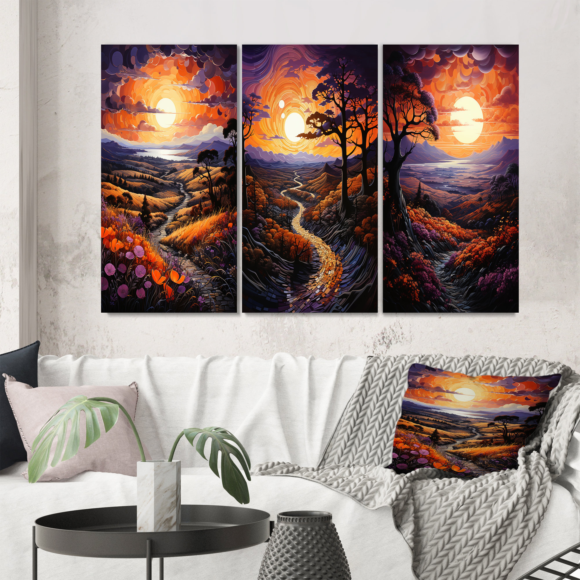 Latitude Run® " Sunset Tangerine Twilight Patchwork " 3 - Pieces on ...