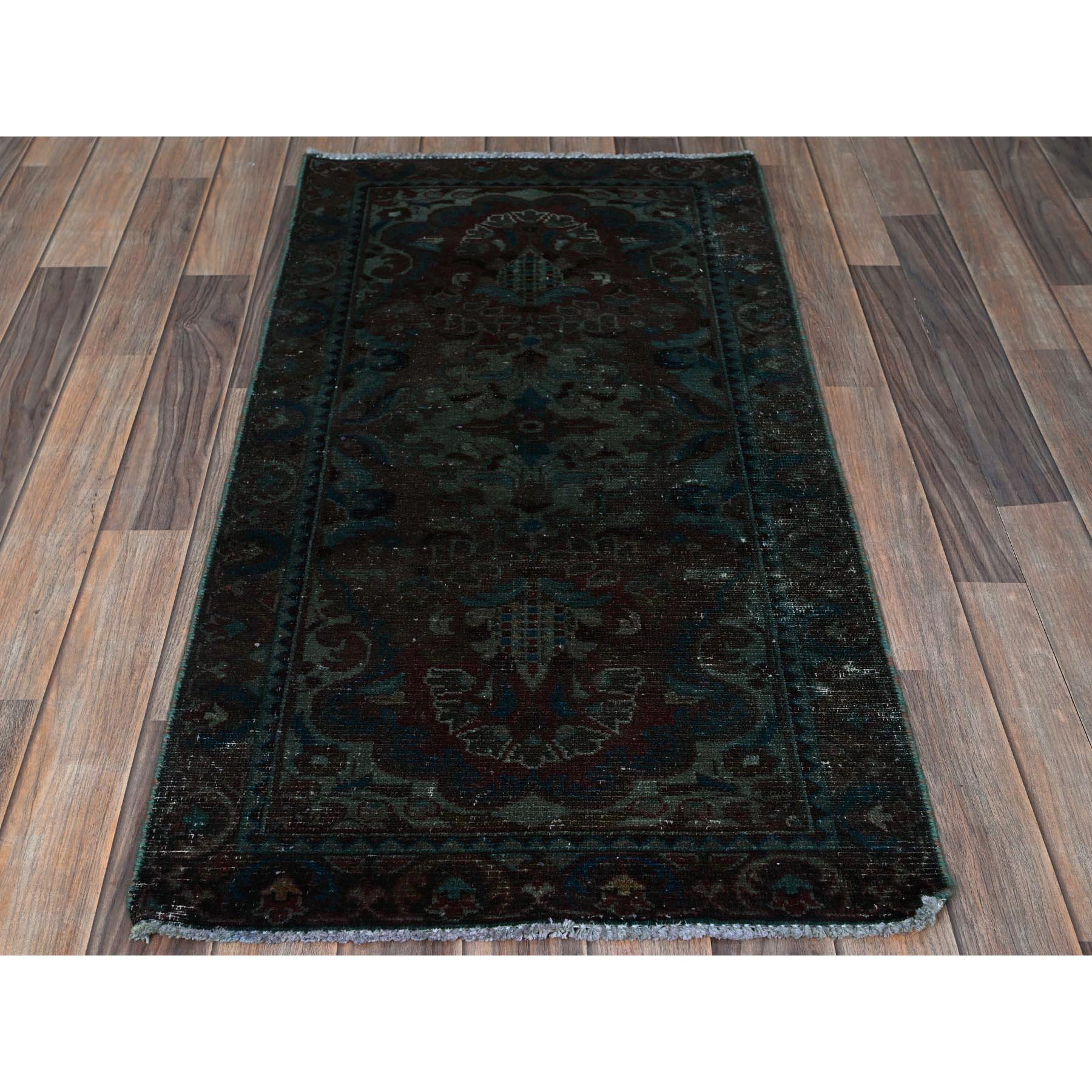 Bungalow Rose 2'2"x4'2" Wine Red, Overdyed Vintage Persian Lilahan with ...