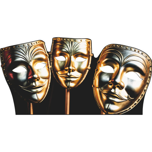 Wet Paint Printing SP13440 Three Gold Theatre Theater Masks Comedy ...