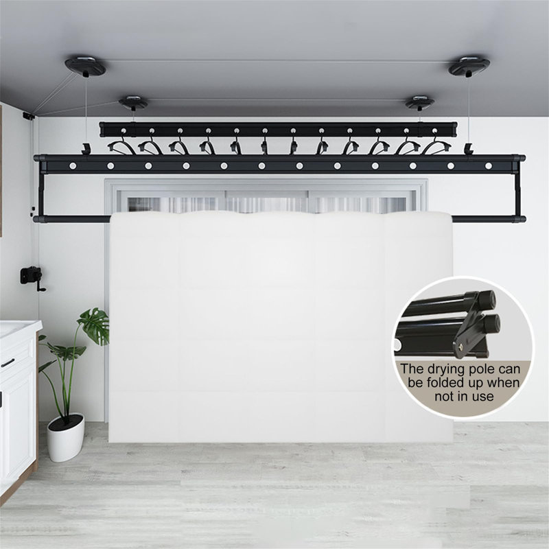 doitbest Ceiling-Mounted Clothes Drying Rack with Hand Crank Pulley, 78 ...