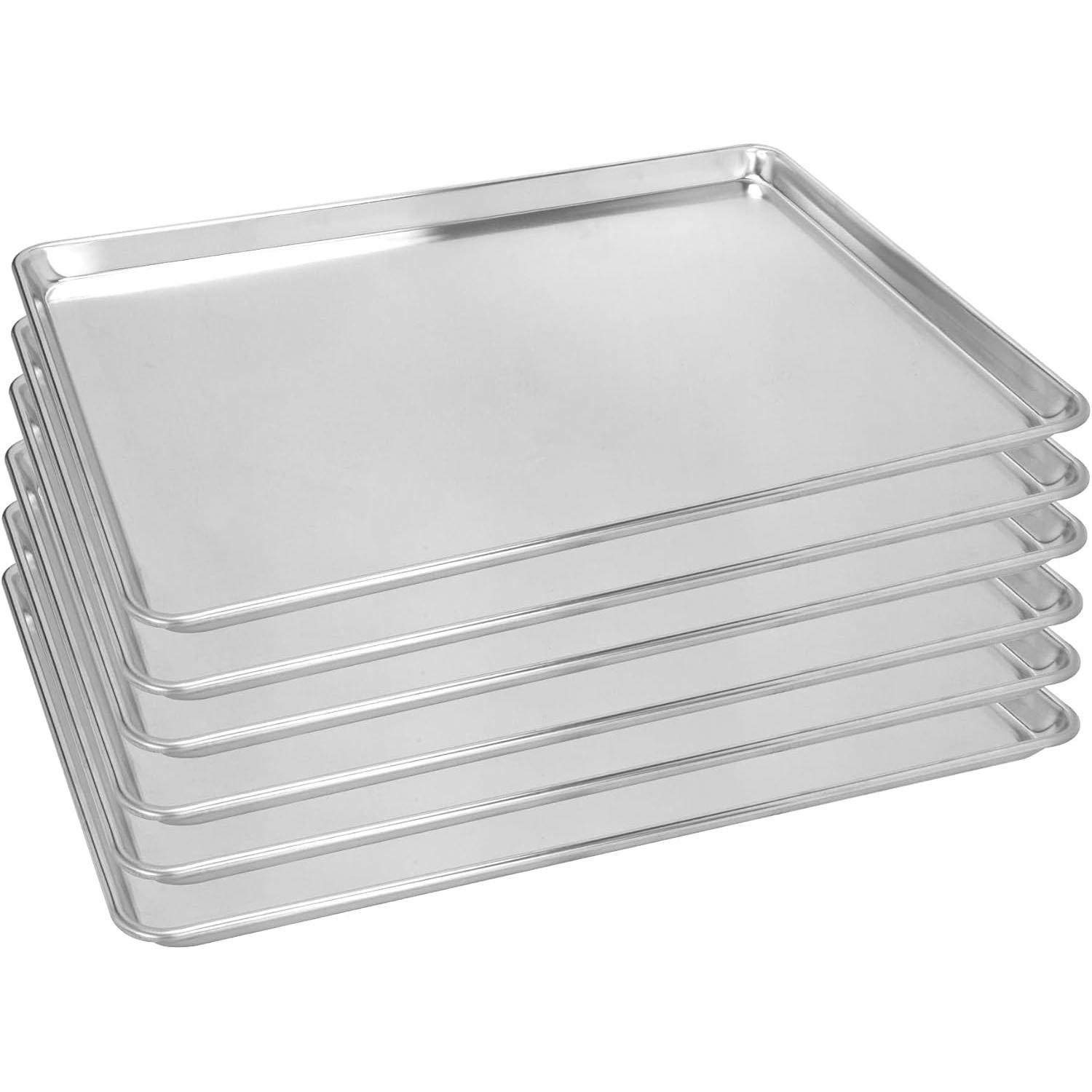 INKEDZ 6 Pack Full Size Aluminum Baking Sheet Pan, Commercial Cookie ...