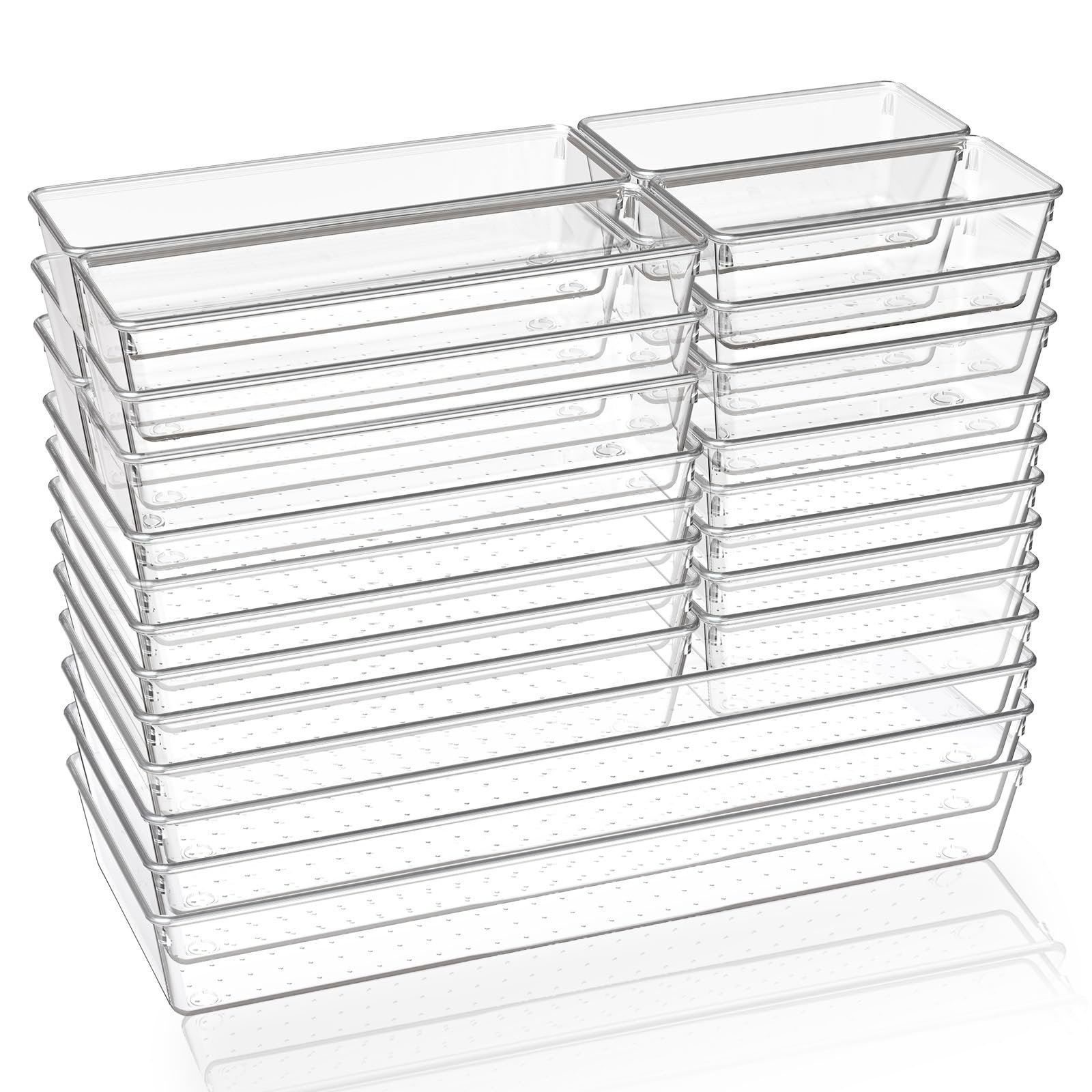 Rebrilliant 26-Pack Large Clear Plastic Drawer Organizers - 5 Sizes ...