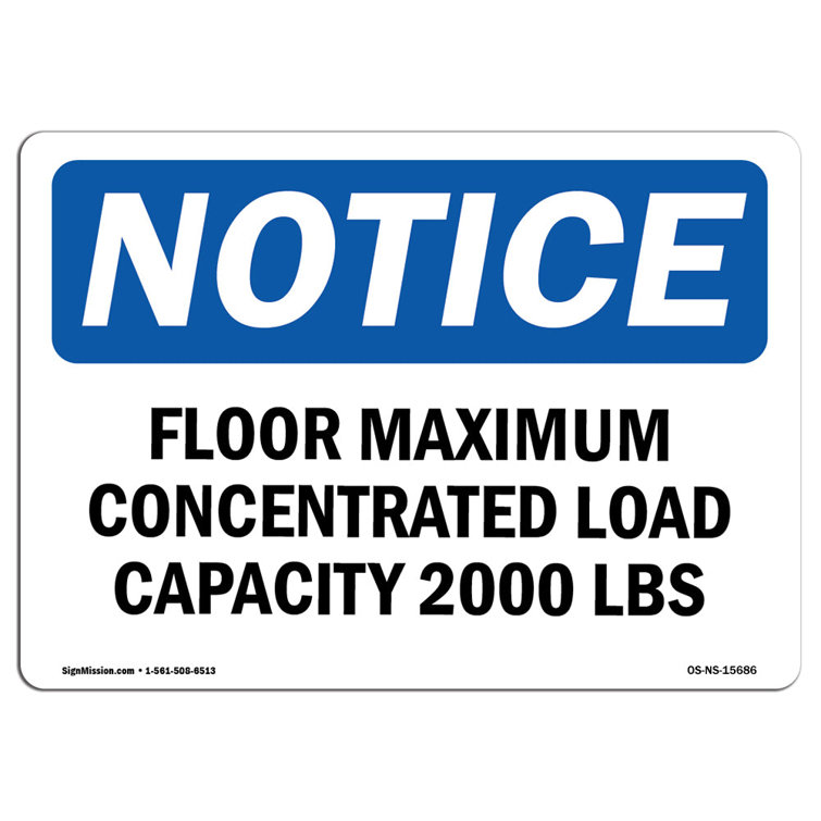 SignMission Notice Floor Maximum Concentrated Load Capacity Sign | Wayfair