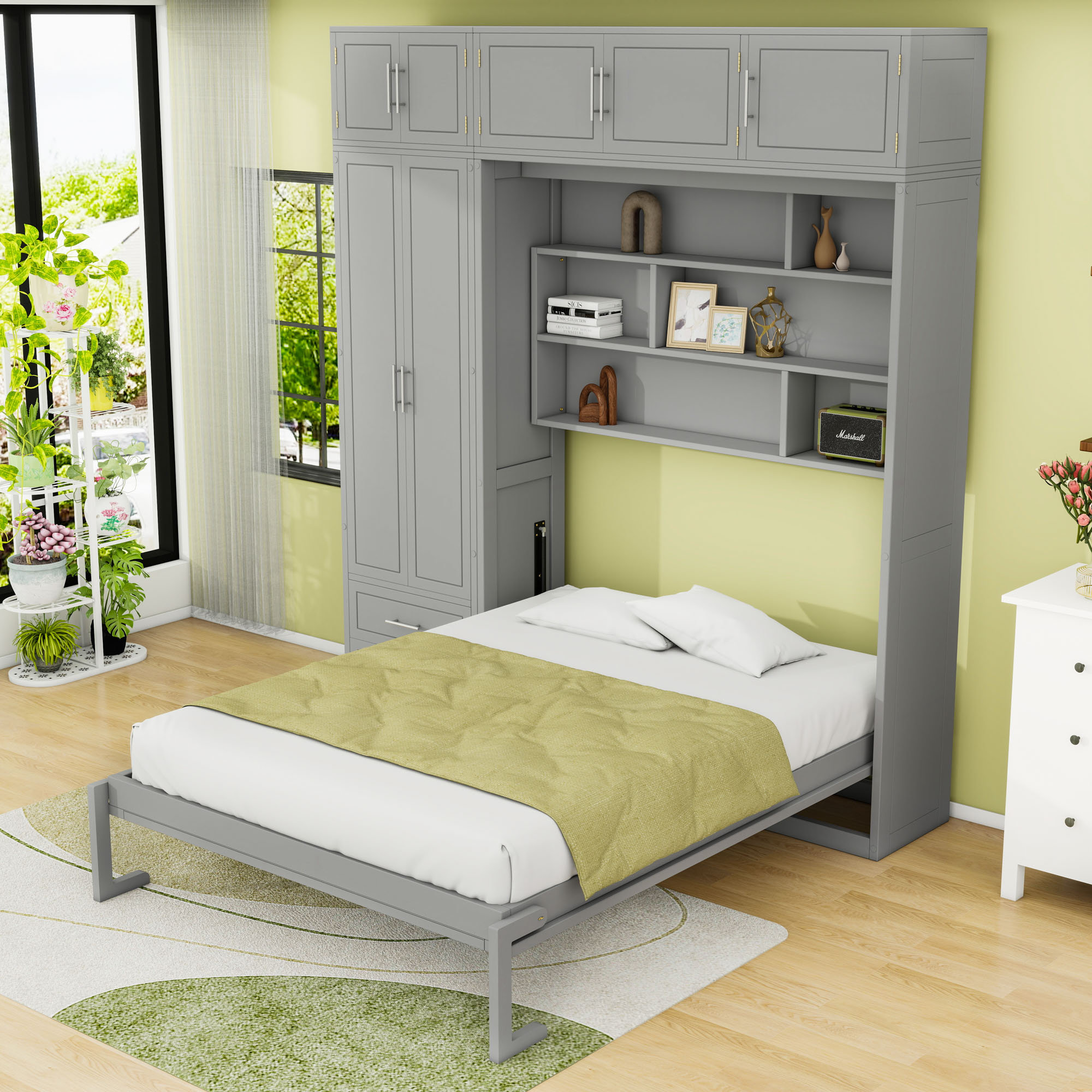 Red Barrel Studio® Queen-Size Multi-Function Murphy Bed with Ample ...