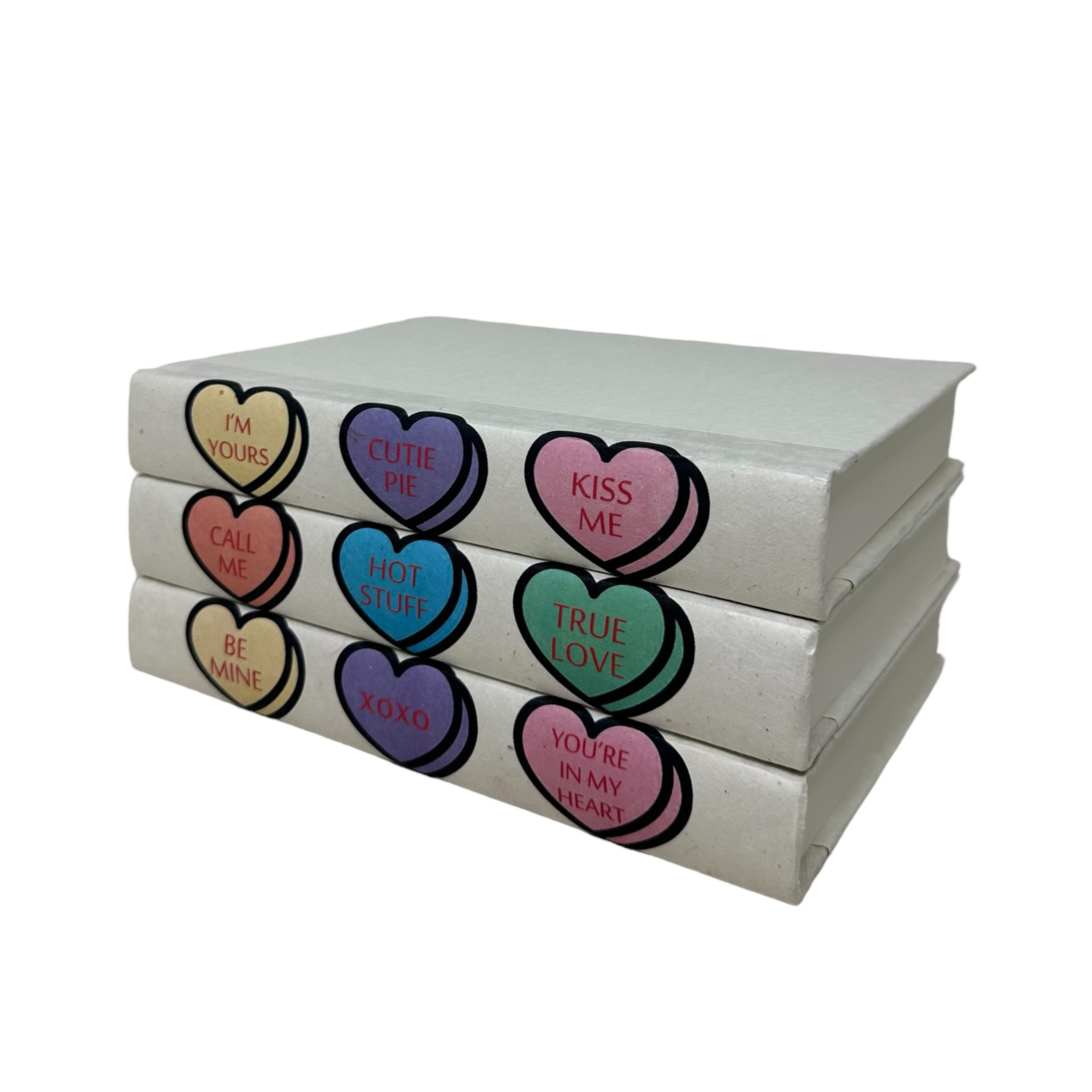 E. Lawrence Ltd. Candy Hearts Handmade Decorative Book in White/Pink ...
