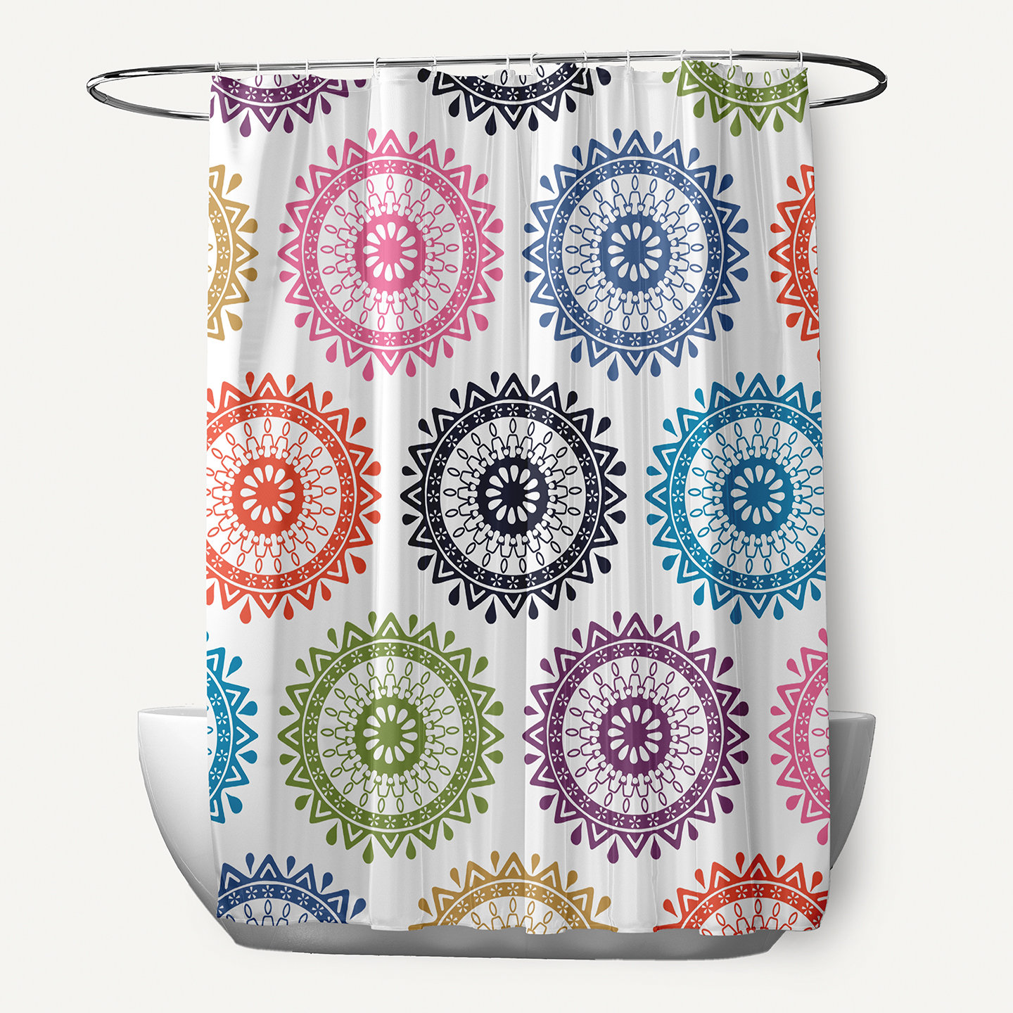 Dakota Fields Araiza Groovy Geometric Print Single Shower Curtain ...