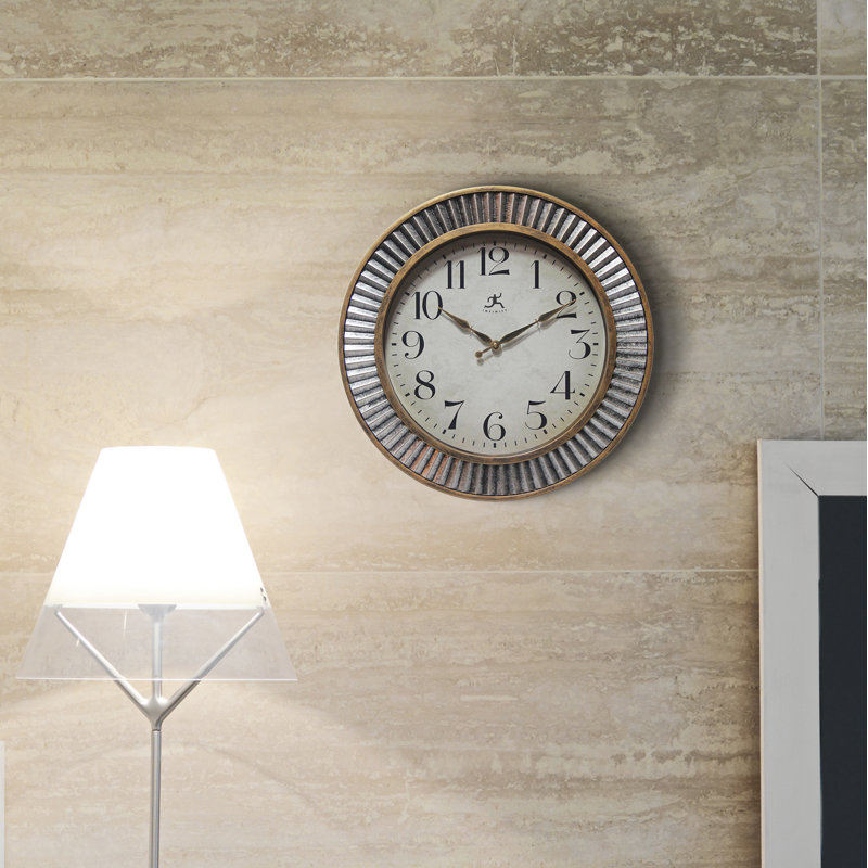 August Grove® Ballinger Industrial Round Plastic Wall Clock 16 inches ...