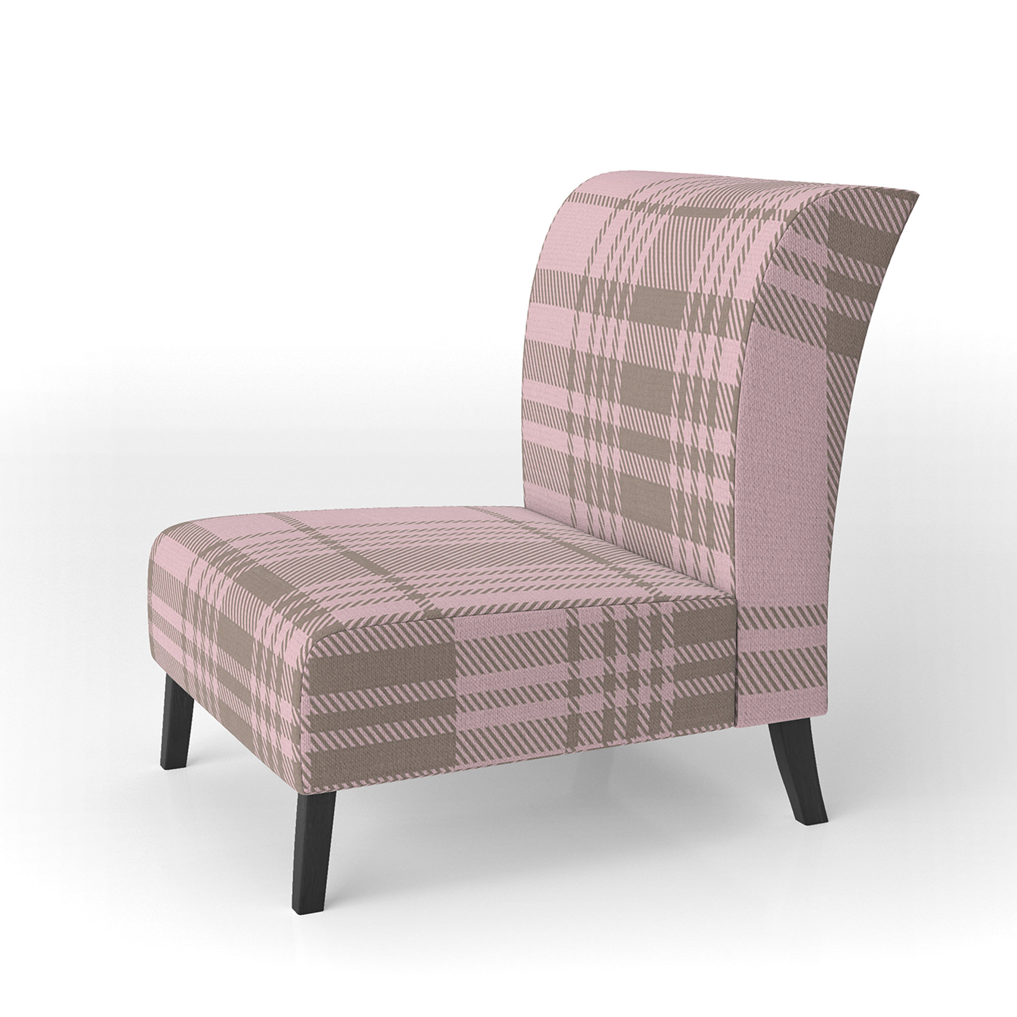 Dakota Fields Pink Checked Tartan - Upholstered Patterned Accent ...