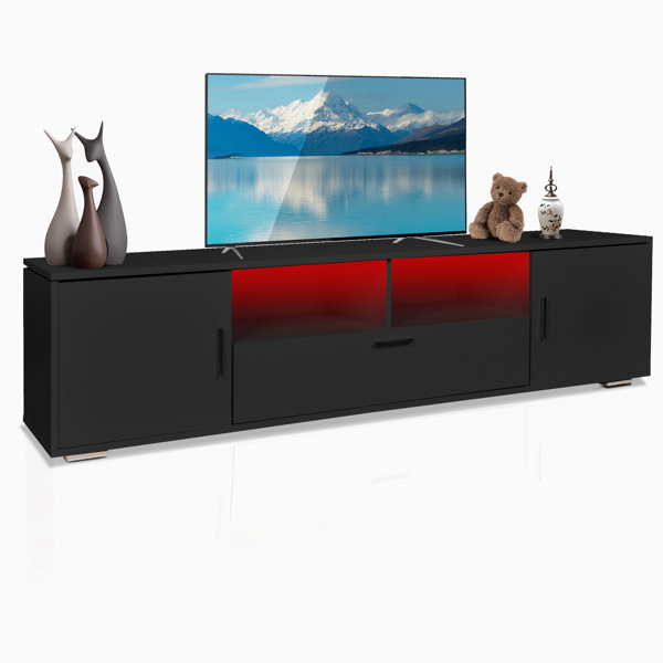 Builddecor Modern Tv Stand With Led Lights, Entertainment Center Tv ...