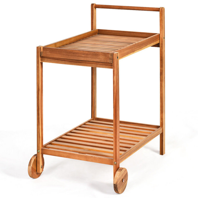 Millwood Pines Marthe Kitchen Cart with Solid Wood Top | Wayfair