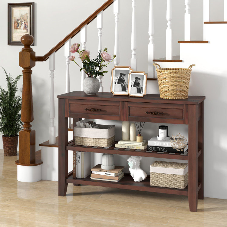 Red Barrel Studio® 3-tier Console Table with 2 Drawers for Living Room ...
