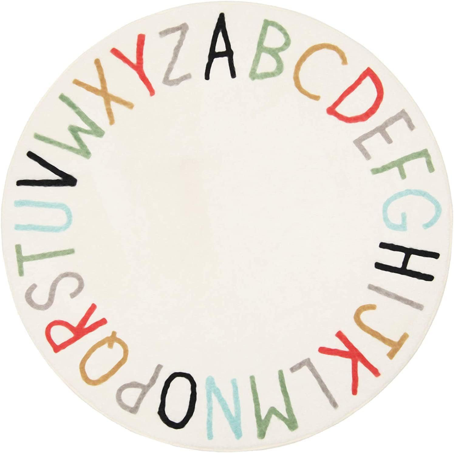 Hokku Designs Rainbow Round Kids Play Rug Alphabet Nursery Area Rug ...
