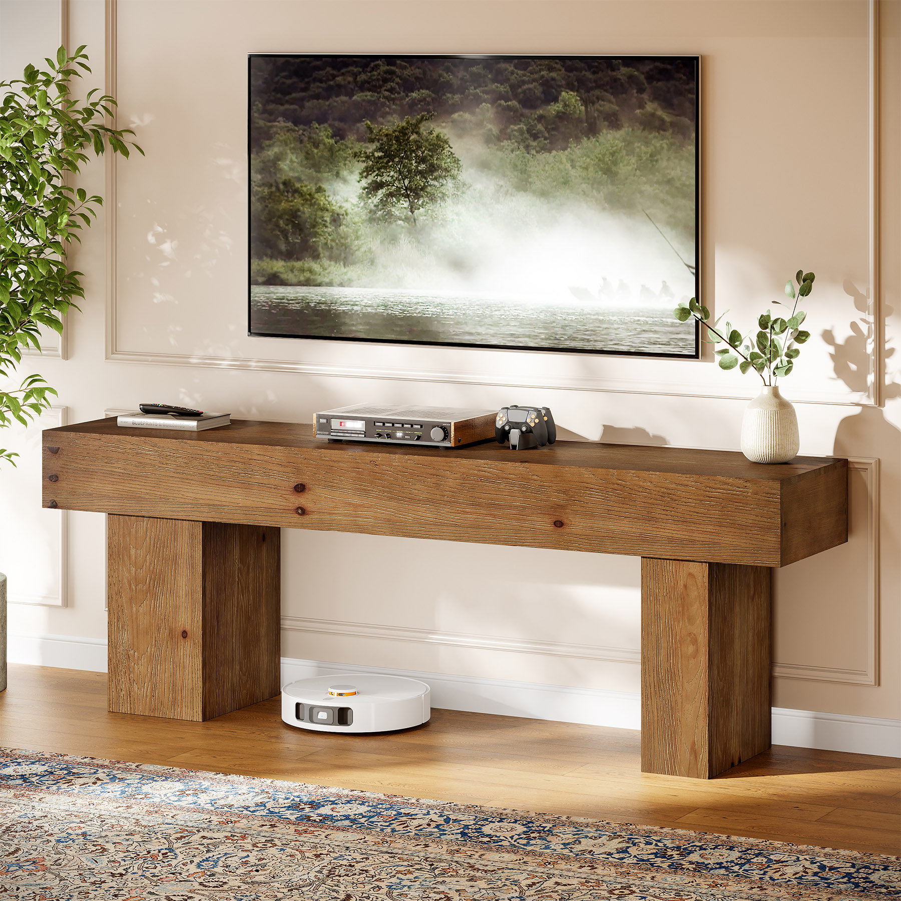 Mercer41 Solid Wood TV Stand with Asymmetrical Legs | Wayfair