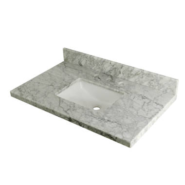 Tile & Top 37'' Marble Single Bathroom Vanity Top with Sink | Wayfair